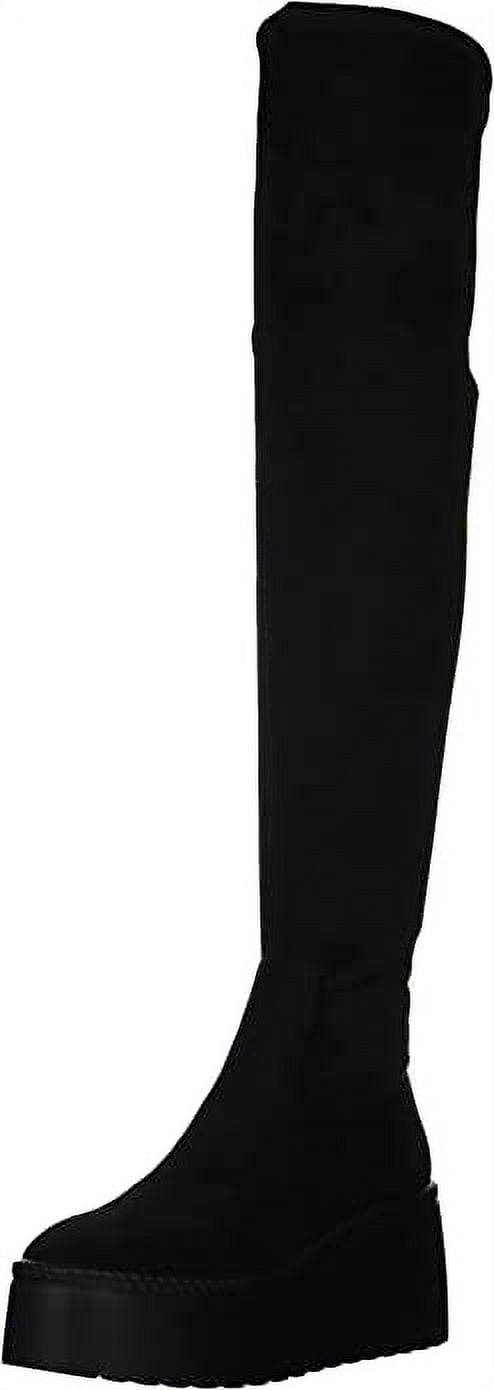 Nine West Hojo2 Black Stretch Suede Wedge Platform Over Knee Fashion ...