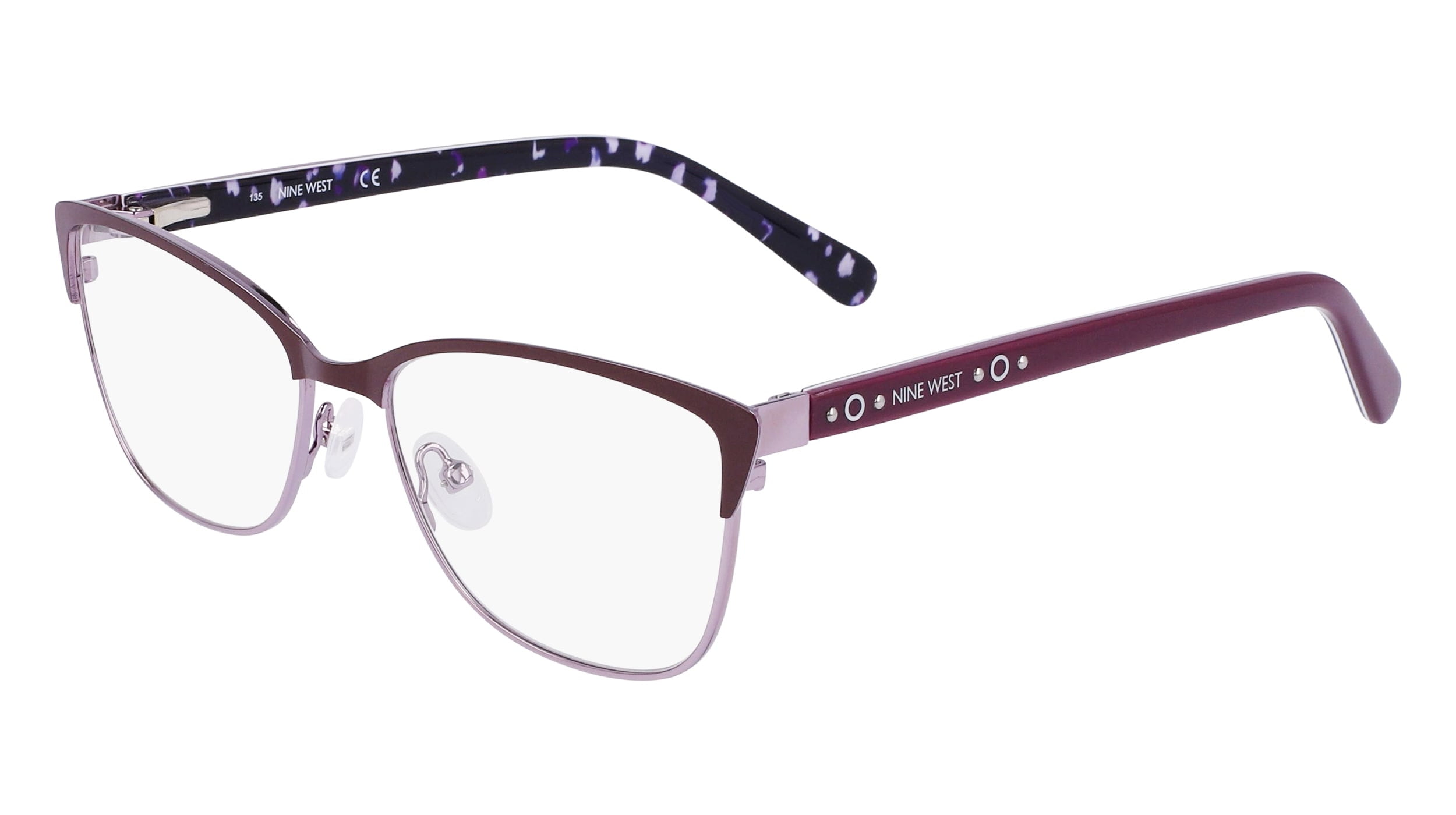Nine West NW8011 505 Women's Satin Solid Plum Cat Eye Eyeglasses ...