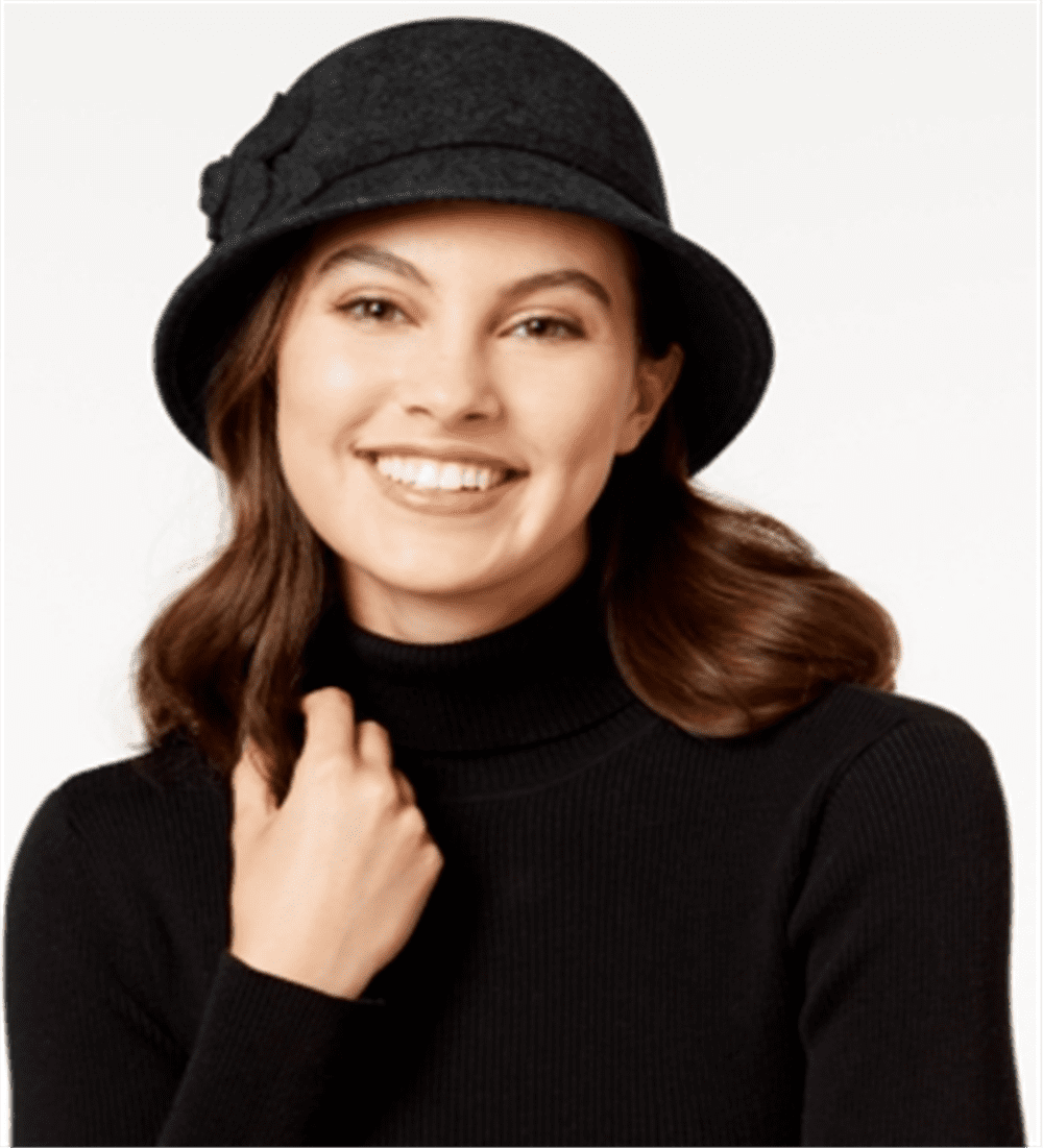 Nine West Women's Felt Self Flower Cloche Black Size Regular - Walmart.com