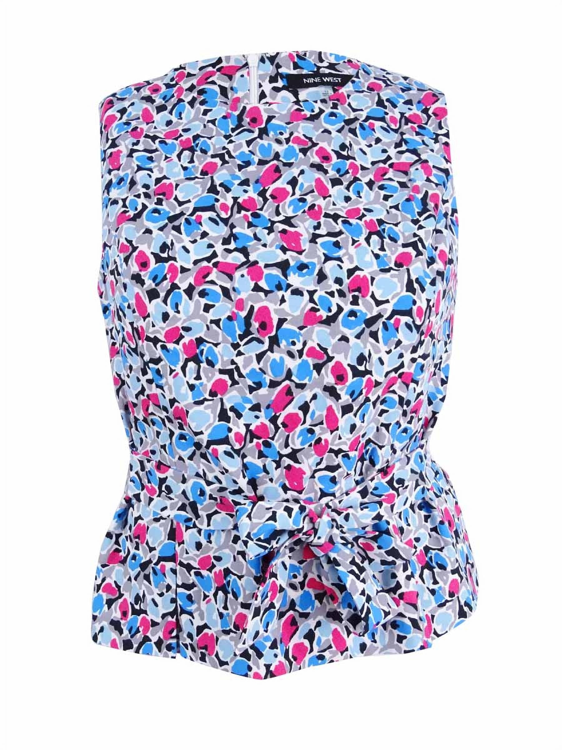 Nine West Women's Plus Size Belted Peplum Top (16W, Candy Multi ...