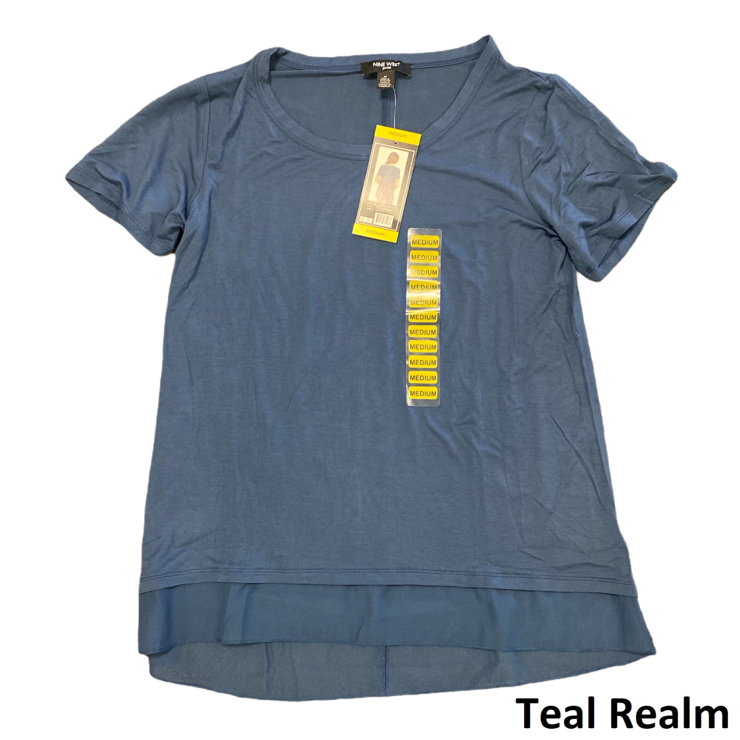 Nine West Women's Short Sleeve Sheer Bottom Emmy Top - Walmart.com