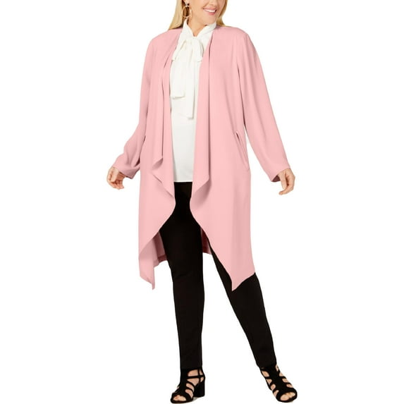 Nine West Womens Plus Open Front Crepe Duster Blazer Multi 3X - Walmart.com