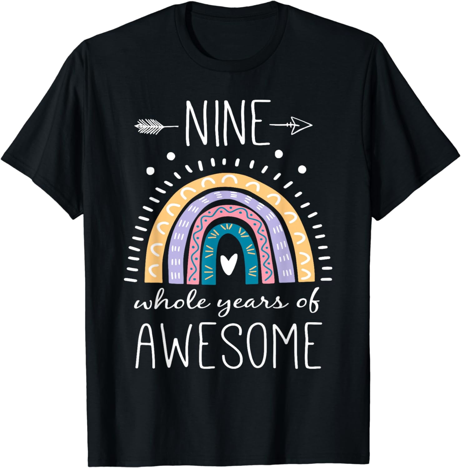 Nine Whole Years Of Awesome 9 Year Old Gifts 9 BDay Rainbow T-Shirt ...
