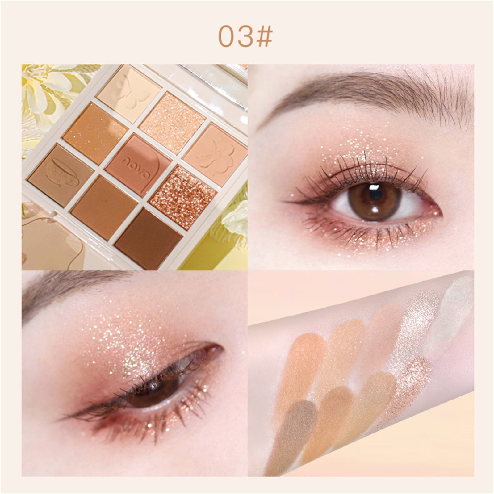 Nine-color Eyeshadow, Powder Brown Disc Makeup, High Gloss Earth Color ...
