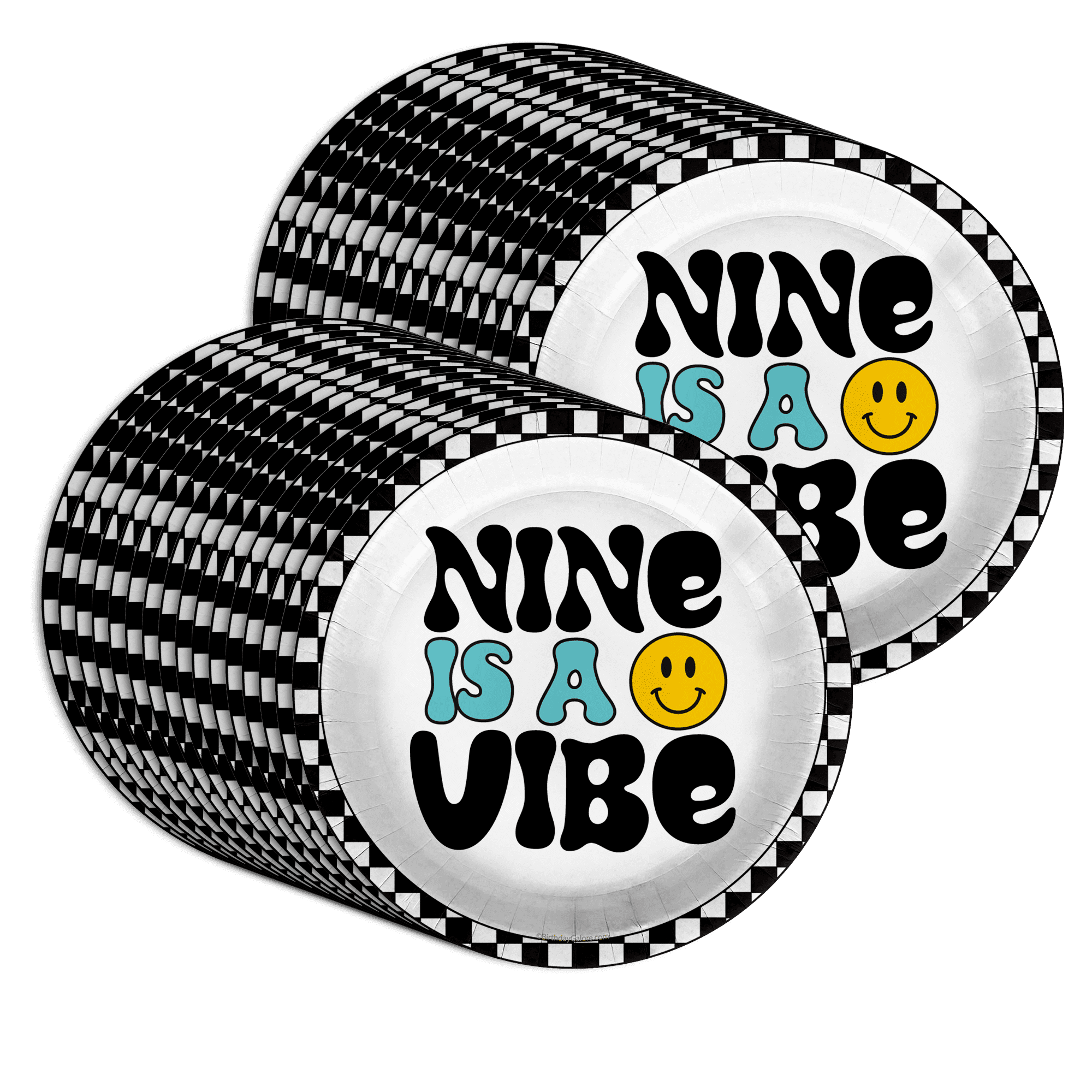 Nine is a Vibe Smiley Face 9th Birthday Party Supplies Large 9" Paper ...