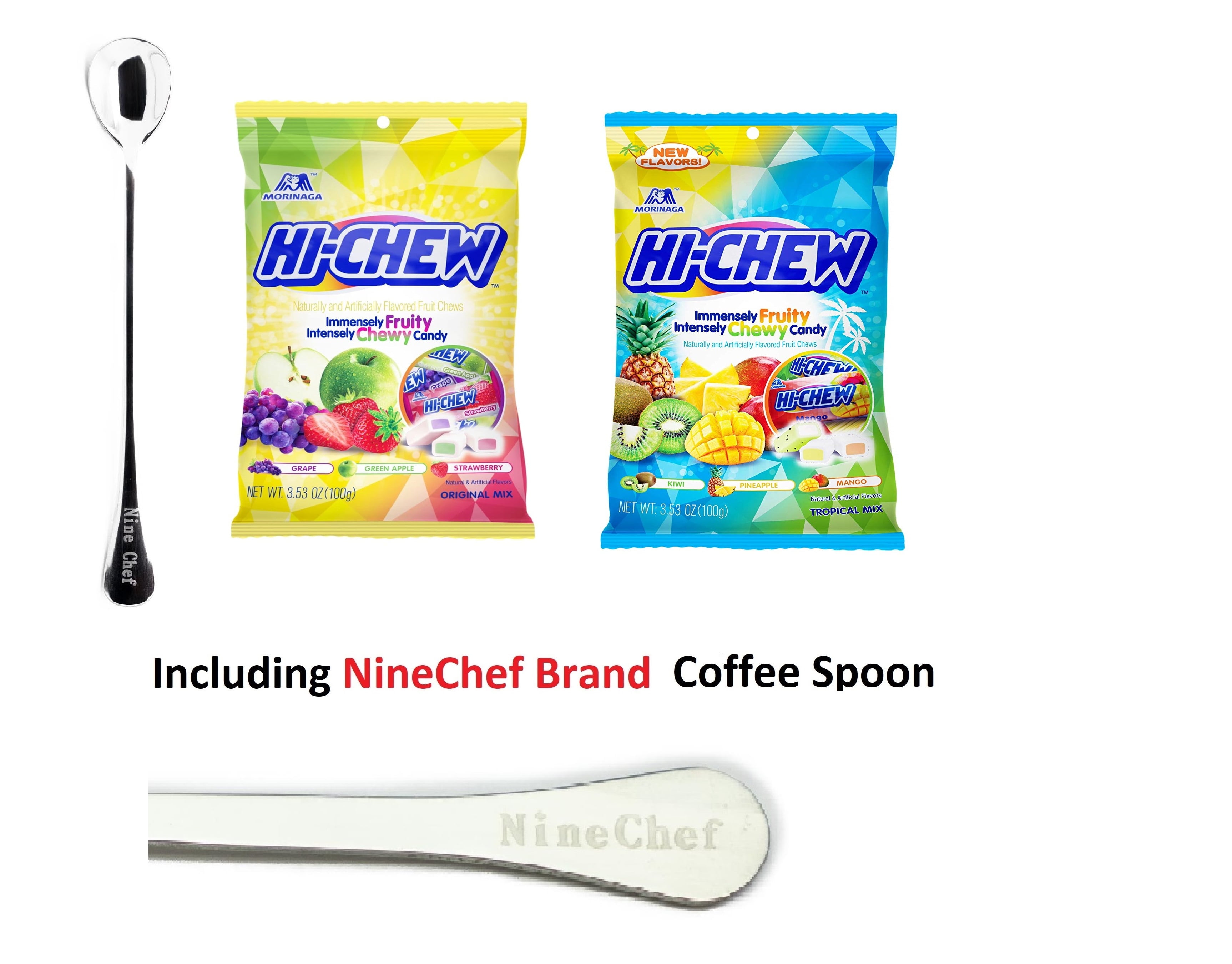NineChef Brand Spoon & HiChew Assorted Fruit Candy 7 oz Bag with Long ...