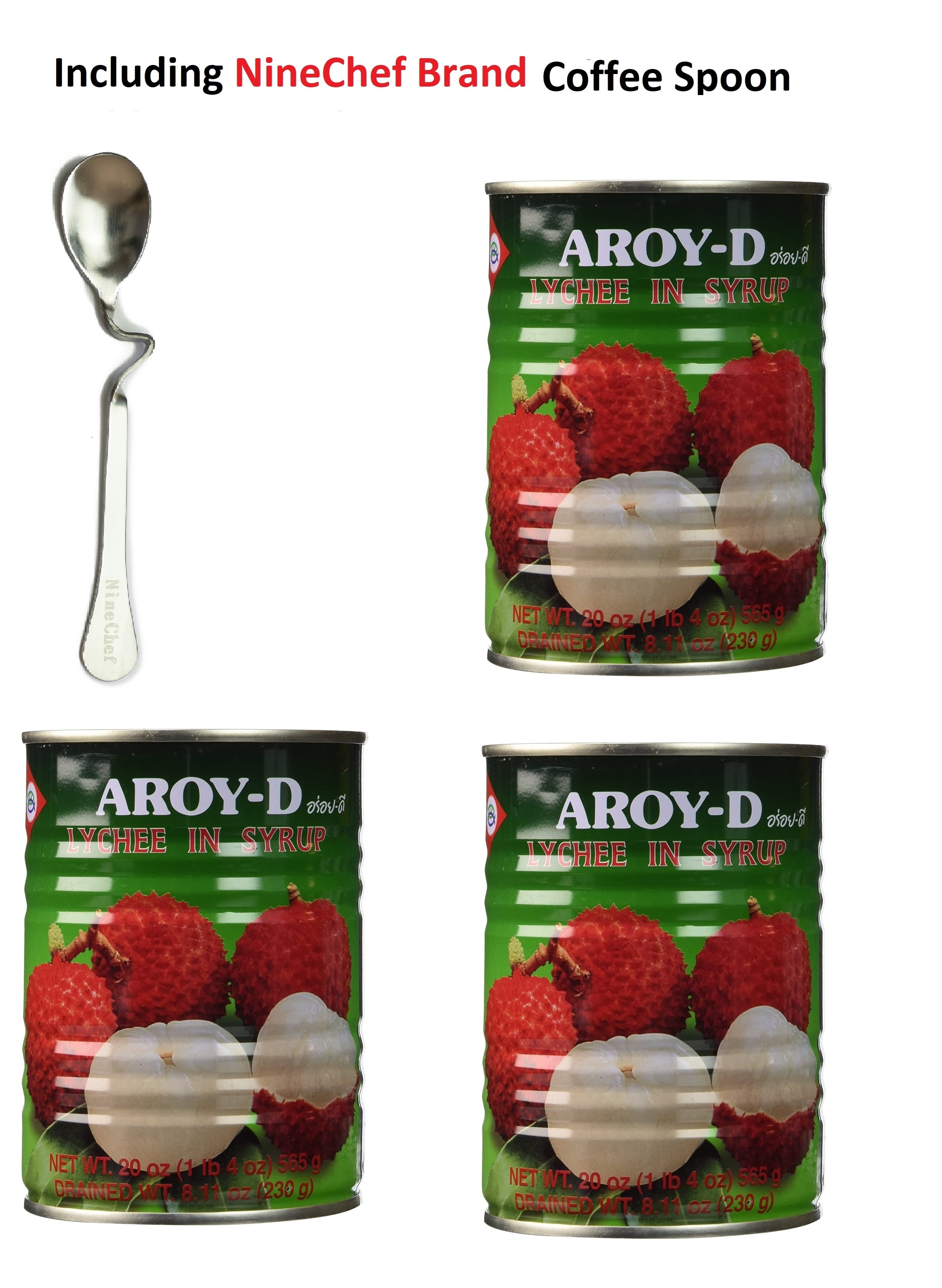 NineChef Bundle - Aroy-D Lychee in Syrup, 20oz (Pack of 3) with Coffee ...