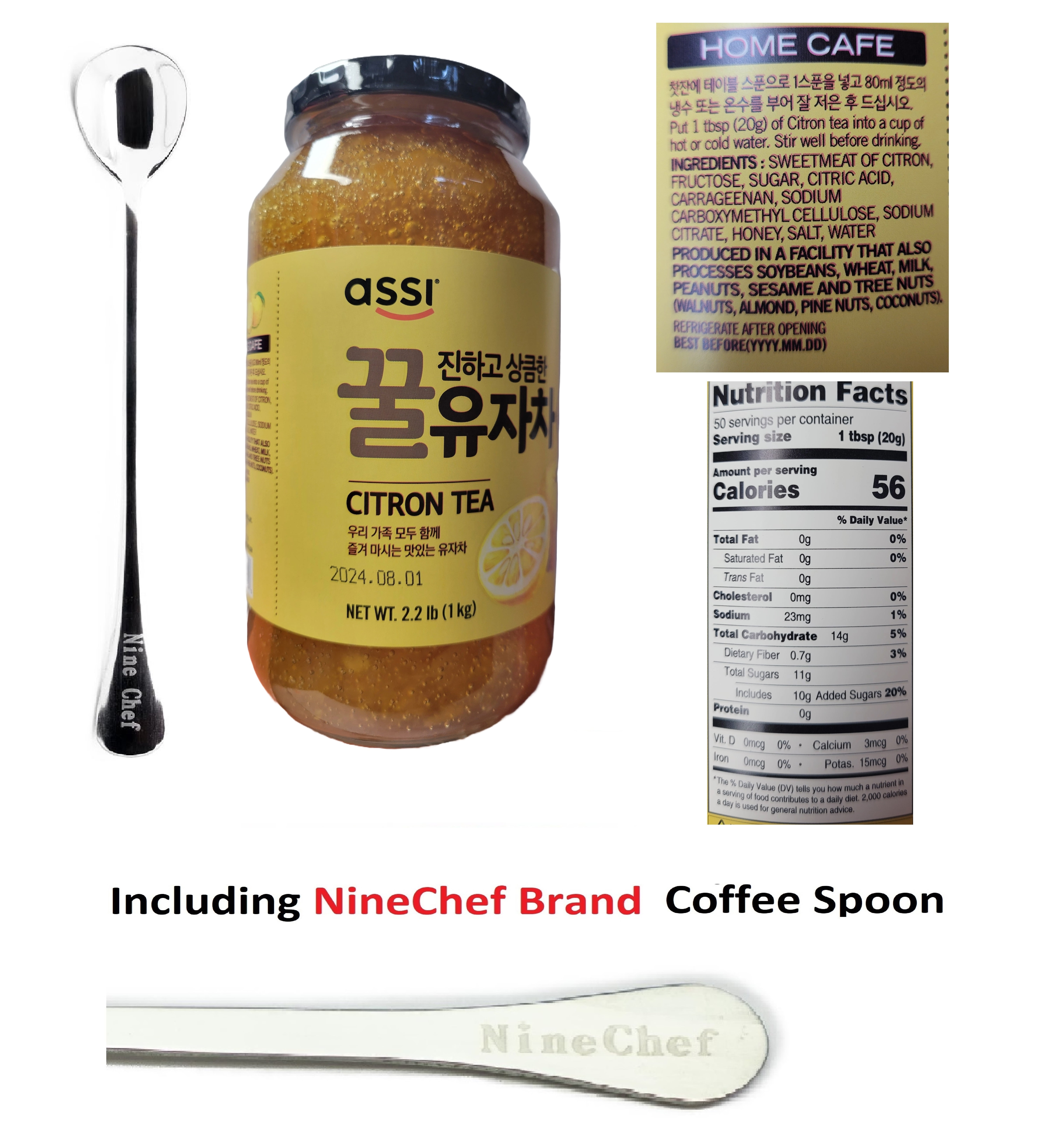 NineChef Bundle - Assi Korean Citron Tea with Honey 1kg (2.2 lb) + 1 ...