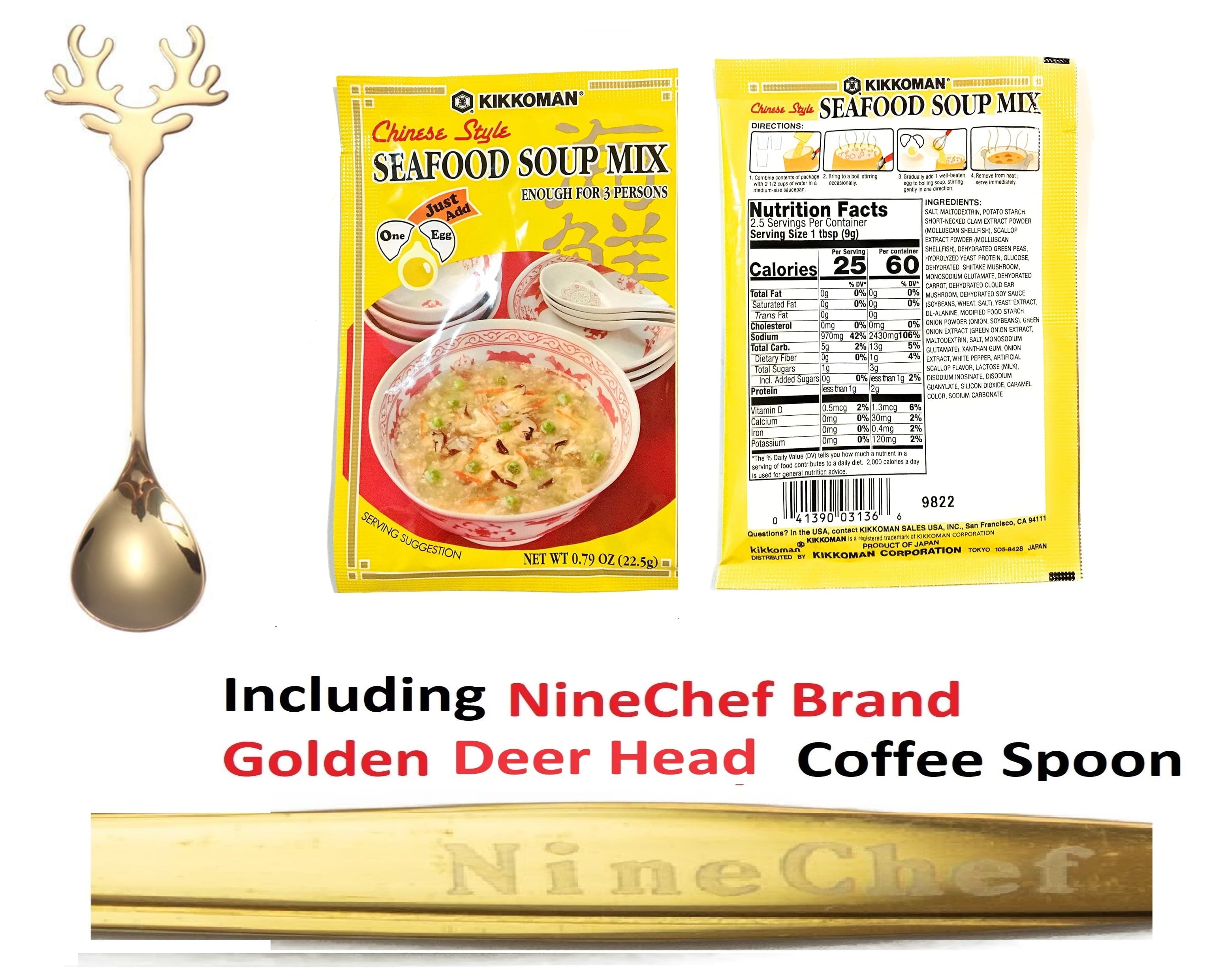 NineChef Bundle - Kikkoman Chinese Style Seafood Soup Mix (Pack 12 ...