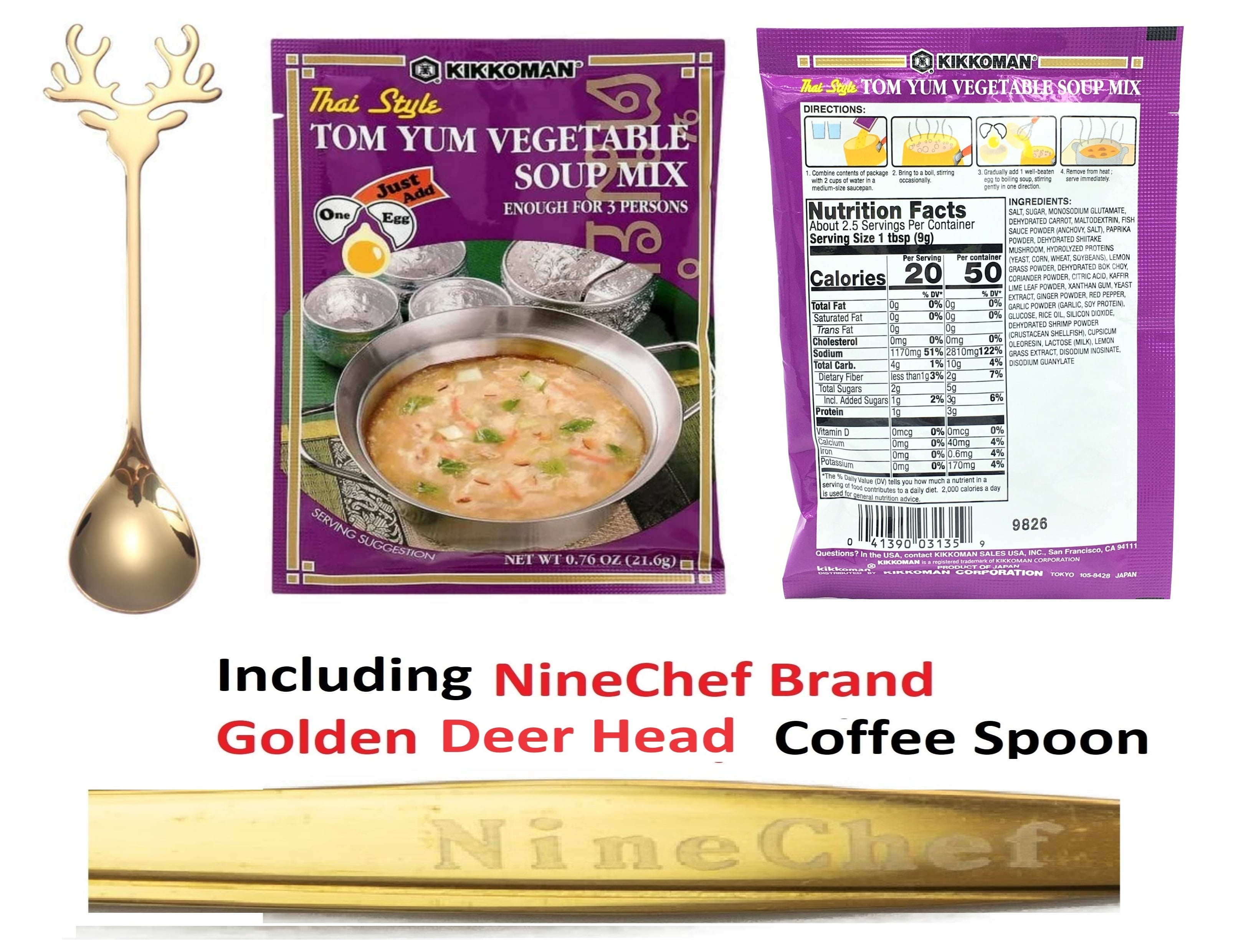 NineChef Bundle - Kikkoman Thai Style Tom Yum Vegetable Soup Mix (Pack ...