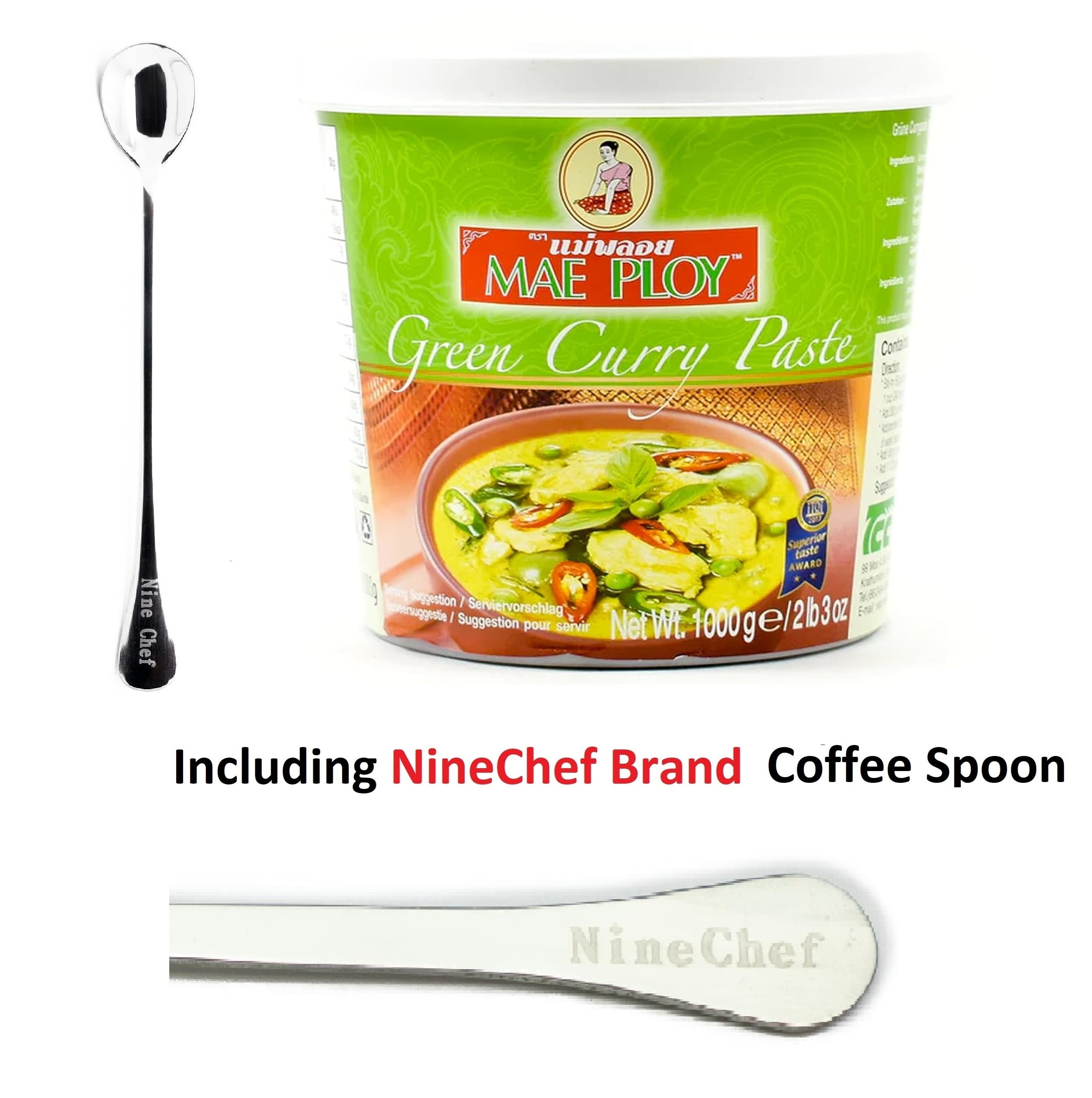 NineChef Bundle - Mae Ploy Green Curry Paste (35oz Tub), Authentic Thai ...