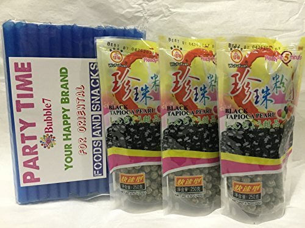 NineChef Bundle - WuFuYuan 3 Packs of BOBA (Black) Tapioca Pearl "Bubble Tea Ingredients" With ...