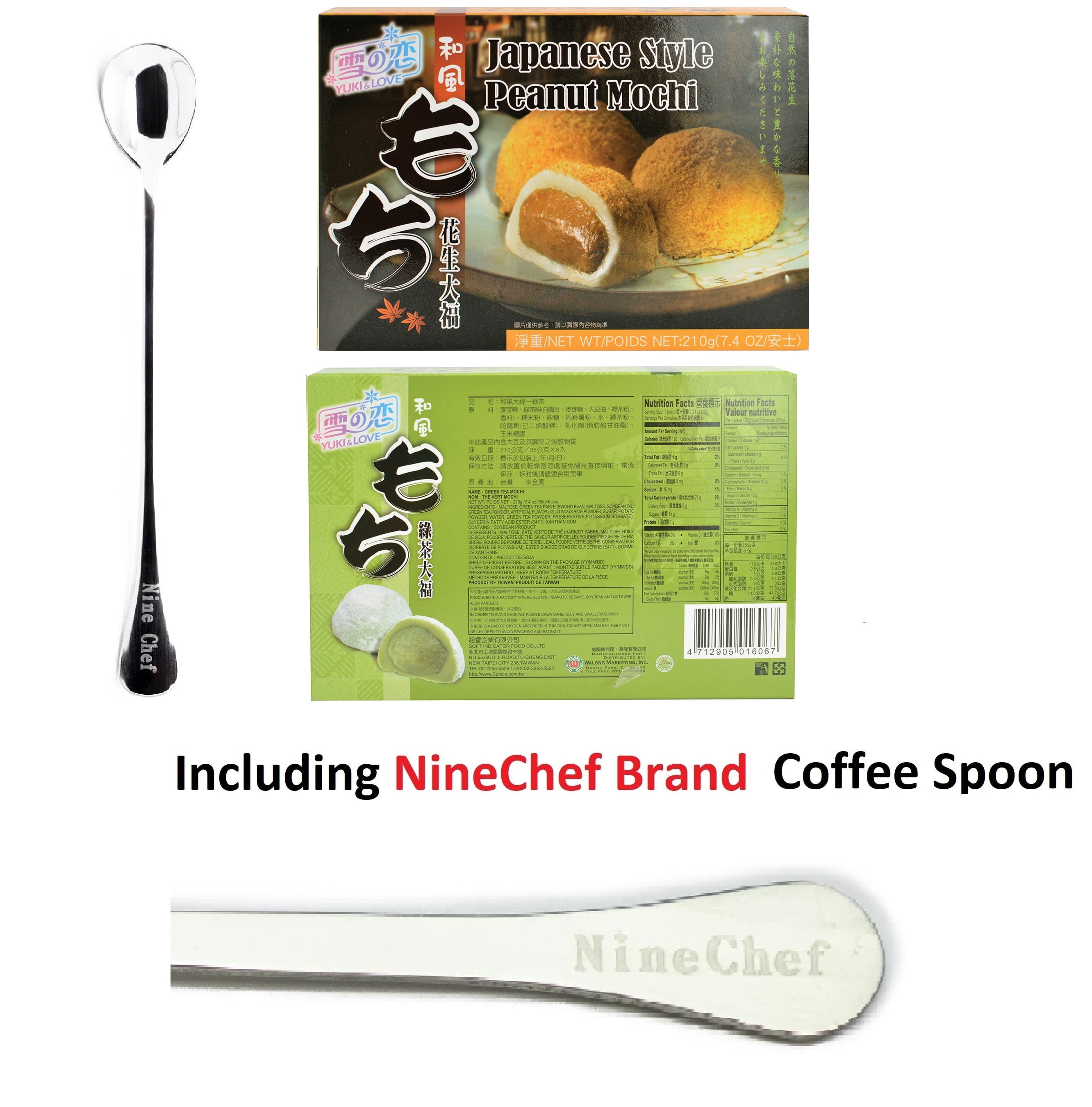 NineChef Bundle - Yuki Love Japanese Rice Cake Mochi Daifuku (Peanut ...