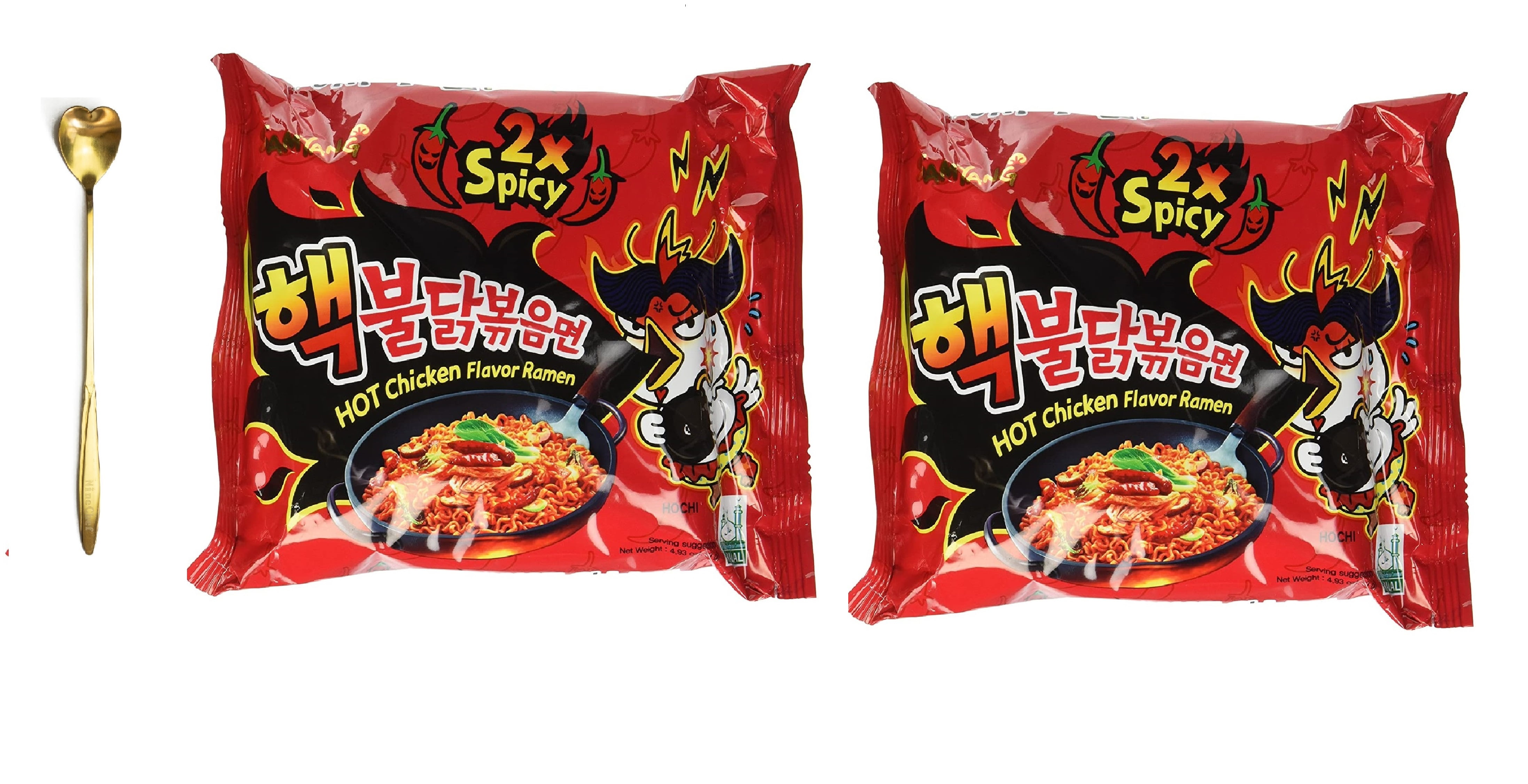 NineChef Coffee Spoon Plus Samyang Extra 2X Spicy Flavor (2 bags) Ramen ...
