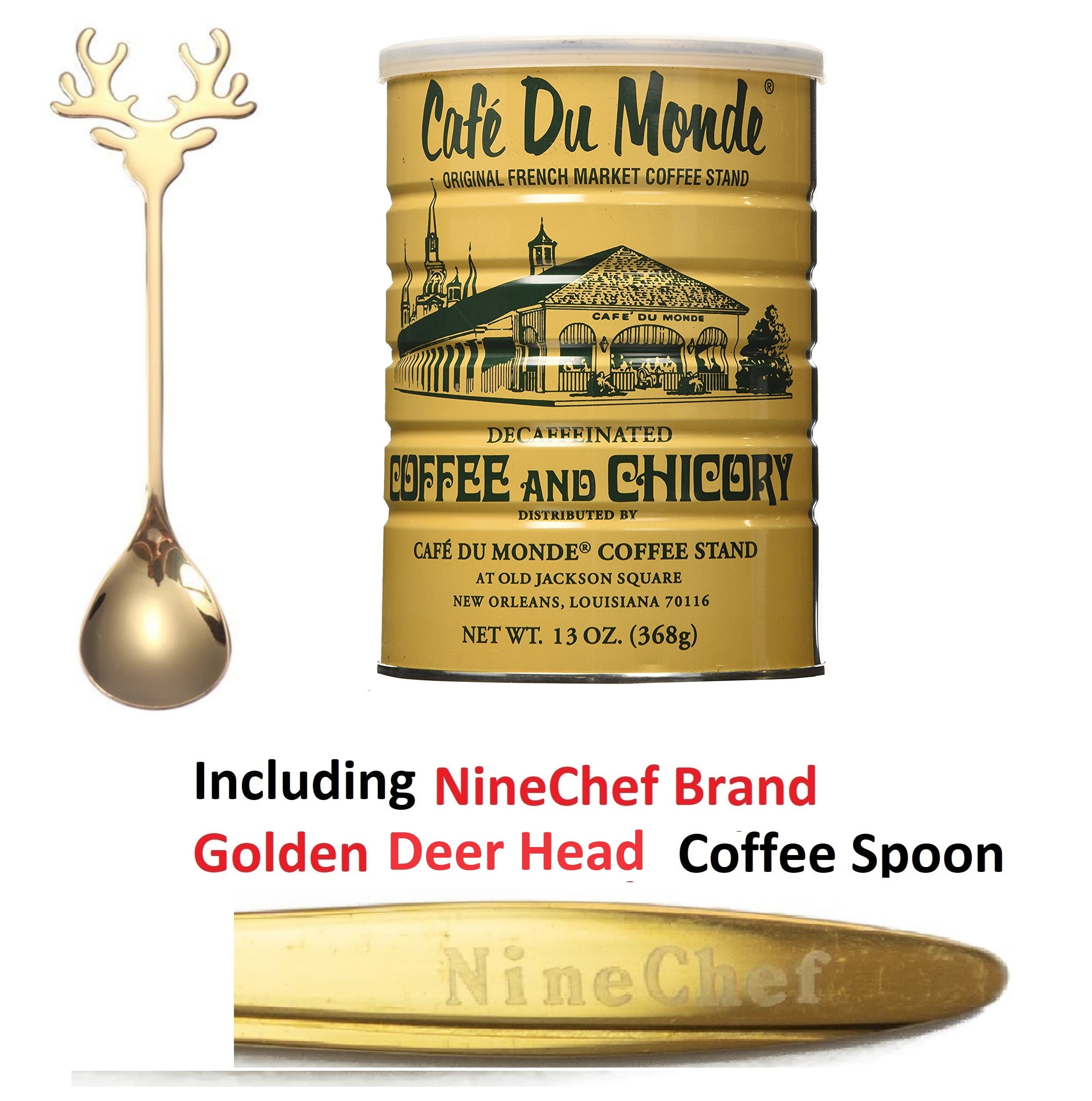 NineChef Set- Cafe Du Monde Decaffeinated Coffee and Chicory 13 Ounce ...
