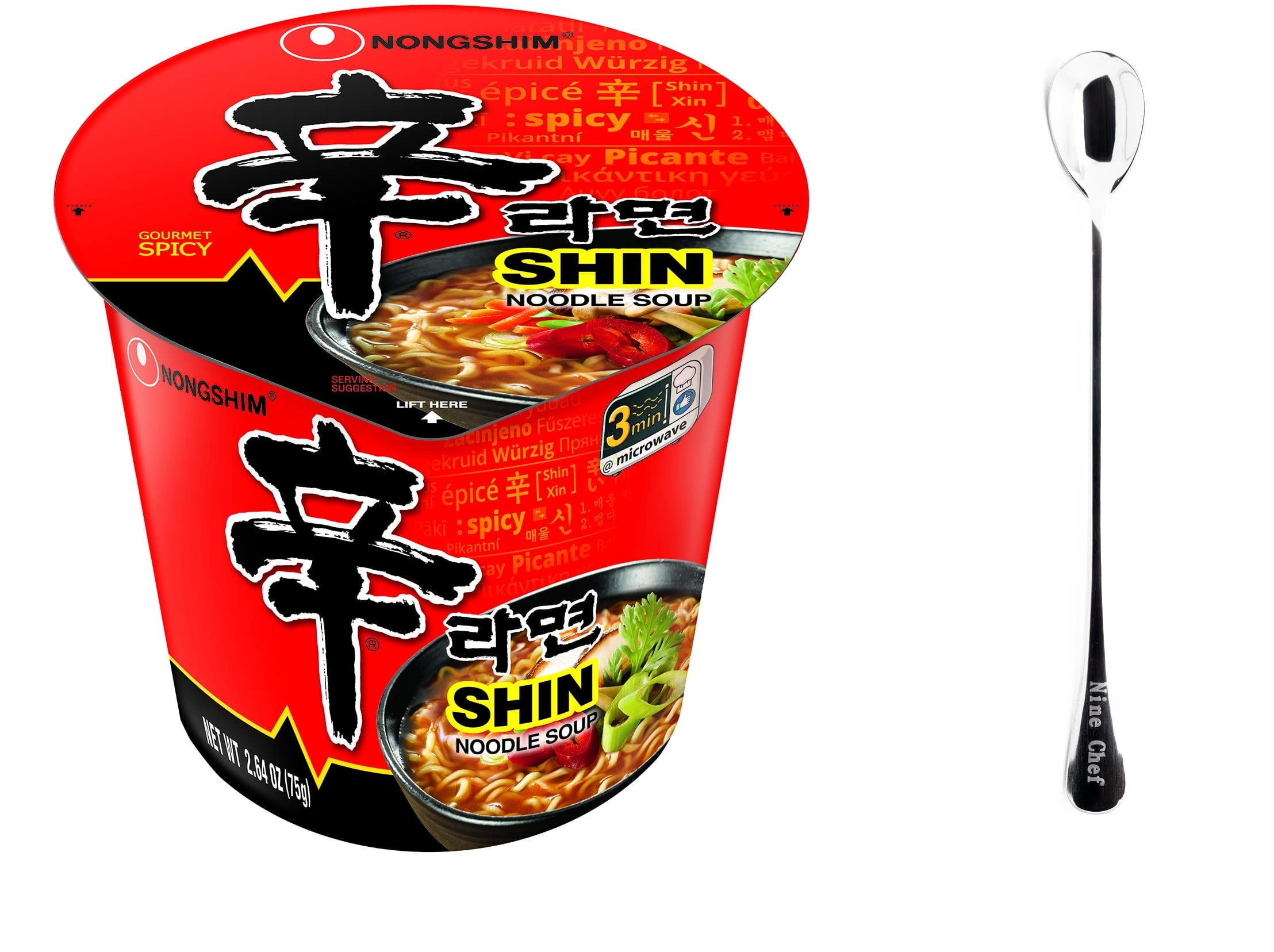 NineChef Set - Nongshim Shin Cup Noodle Soup, Gourmet Spicy (Pack of 6 ...