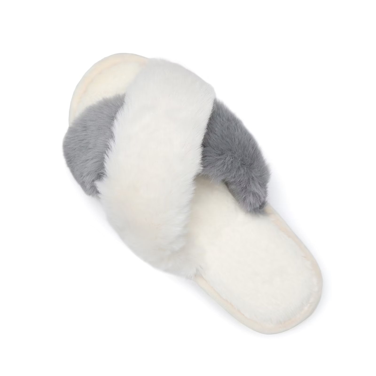 NineCiFun Women's Fuzzy Slippers Slip on Cross Band Slippers Memory ...