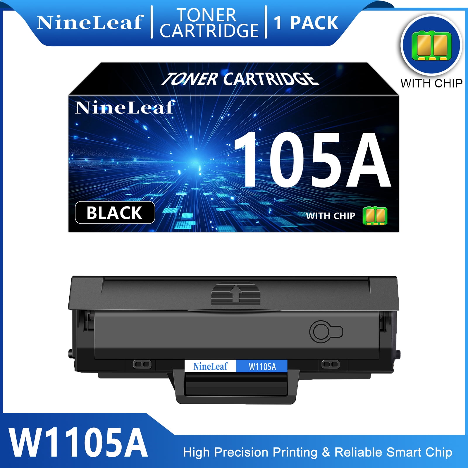NineLeaf 1-Pack 105A W1105A Compatible Toner Cartridge Replacement for ...