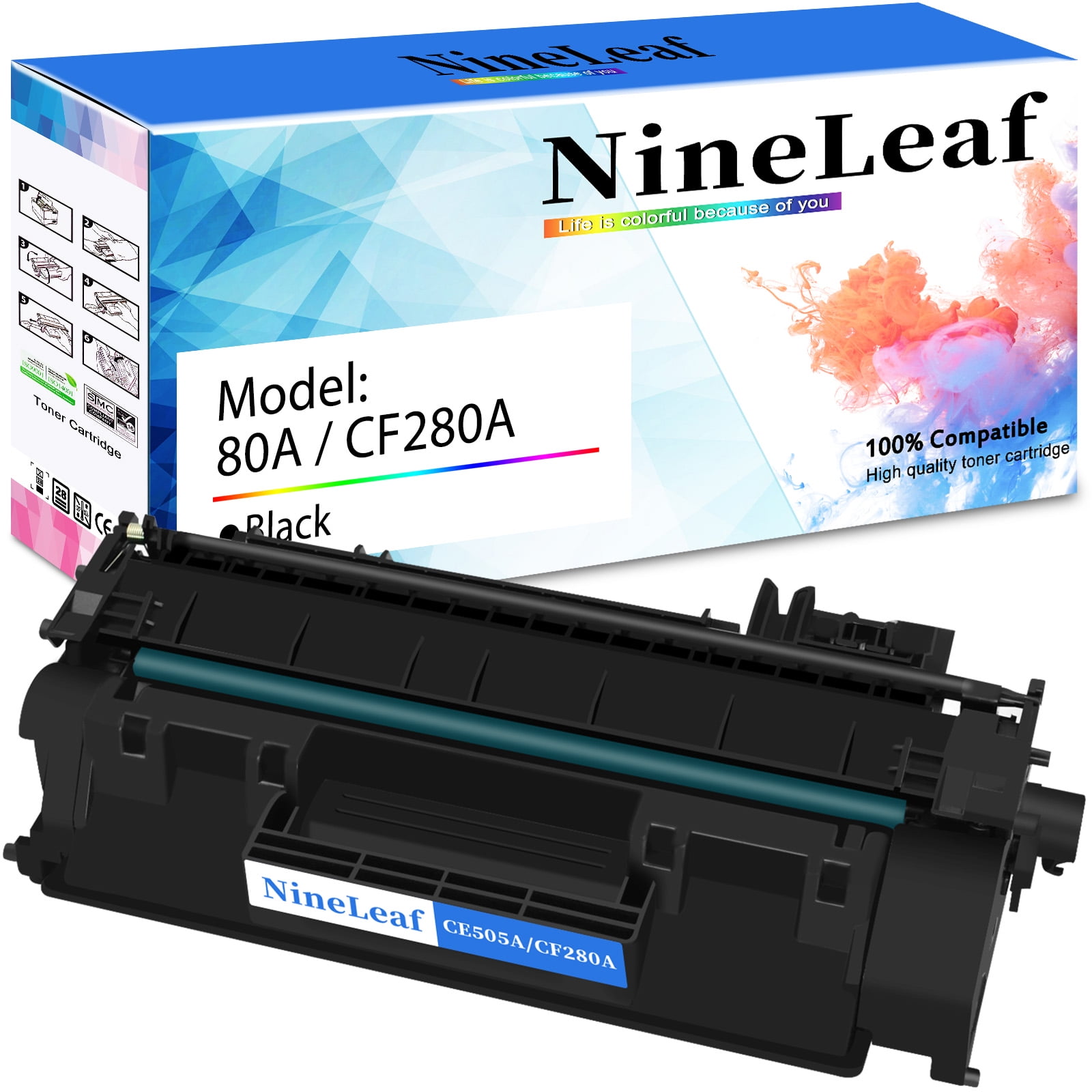 NineLeaf 1-Pack 80A Compatible Toner Cartridge Replacement for HP 80A ...