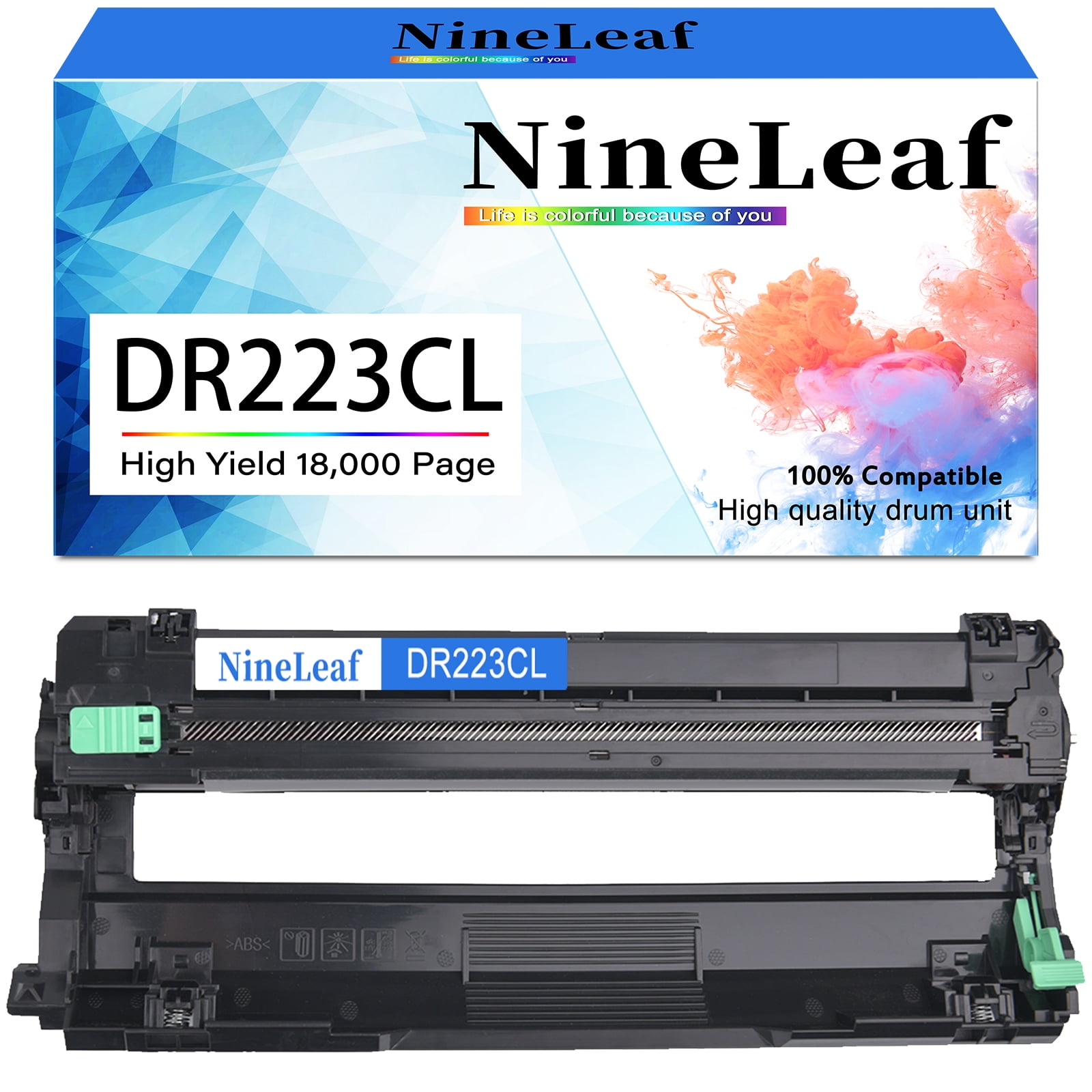 NineLeaf 1 Pack DR223CL (C/Y/M/K) Drum Unit Compatible for Brother DR223 DR-223 Work with HL ...