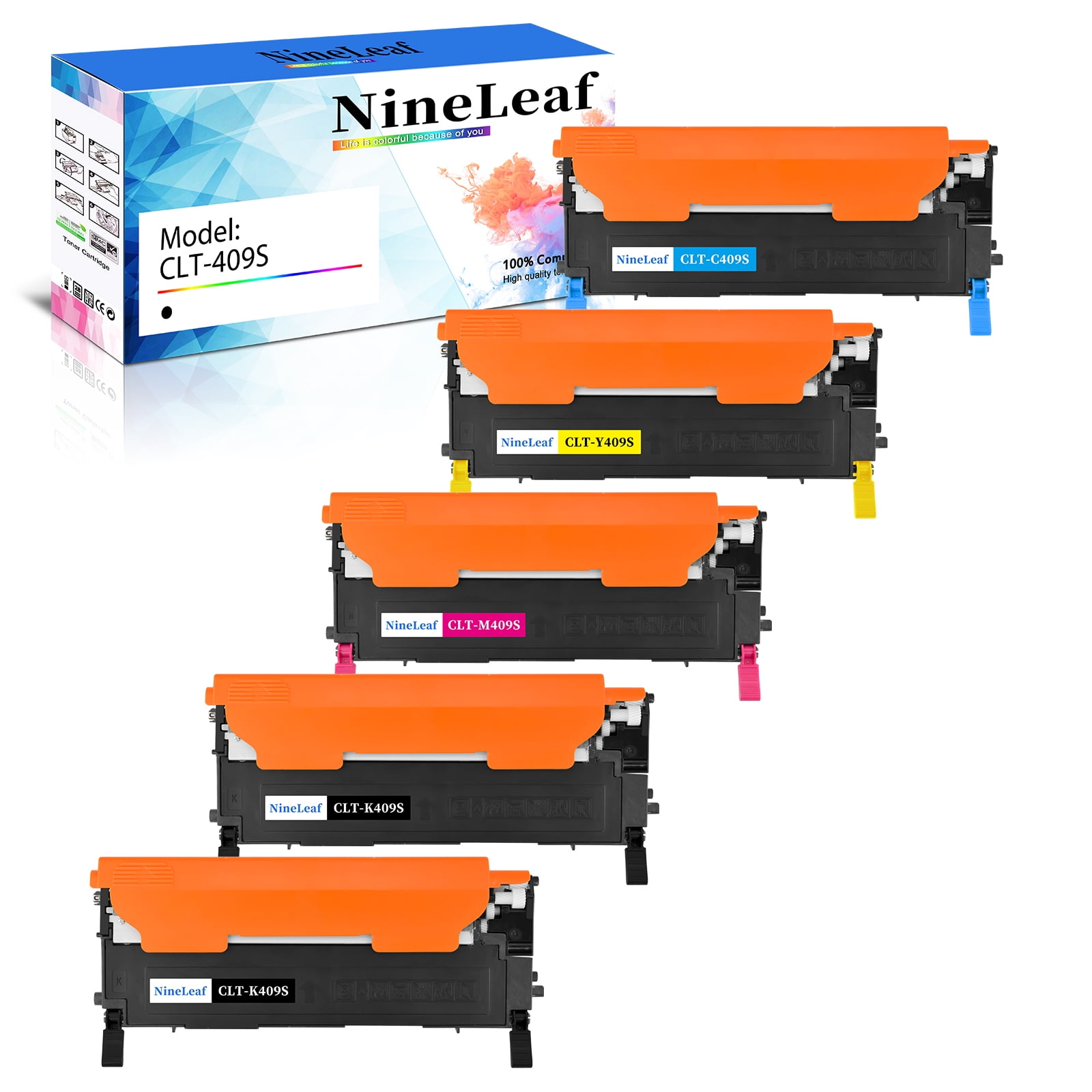 NineLeaf (1 Yellow,1 Cyan,1 Magenta, 2 Black) CLT-409S CLT-M409S CLT-Y409S CLT-C409S Toner ...
