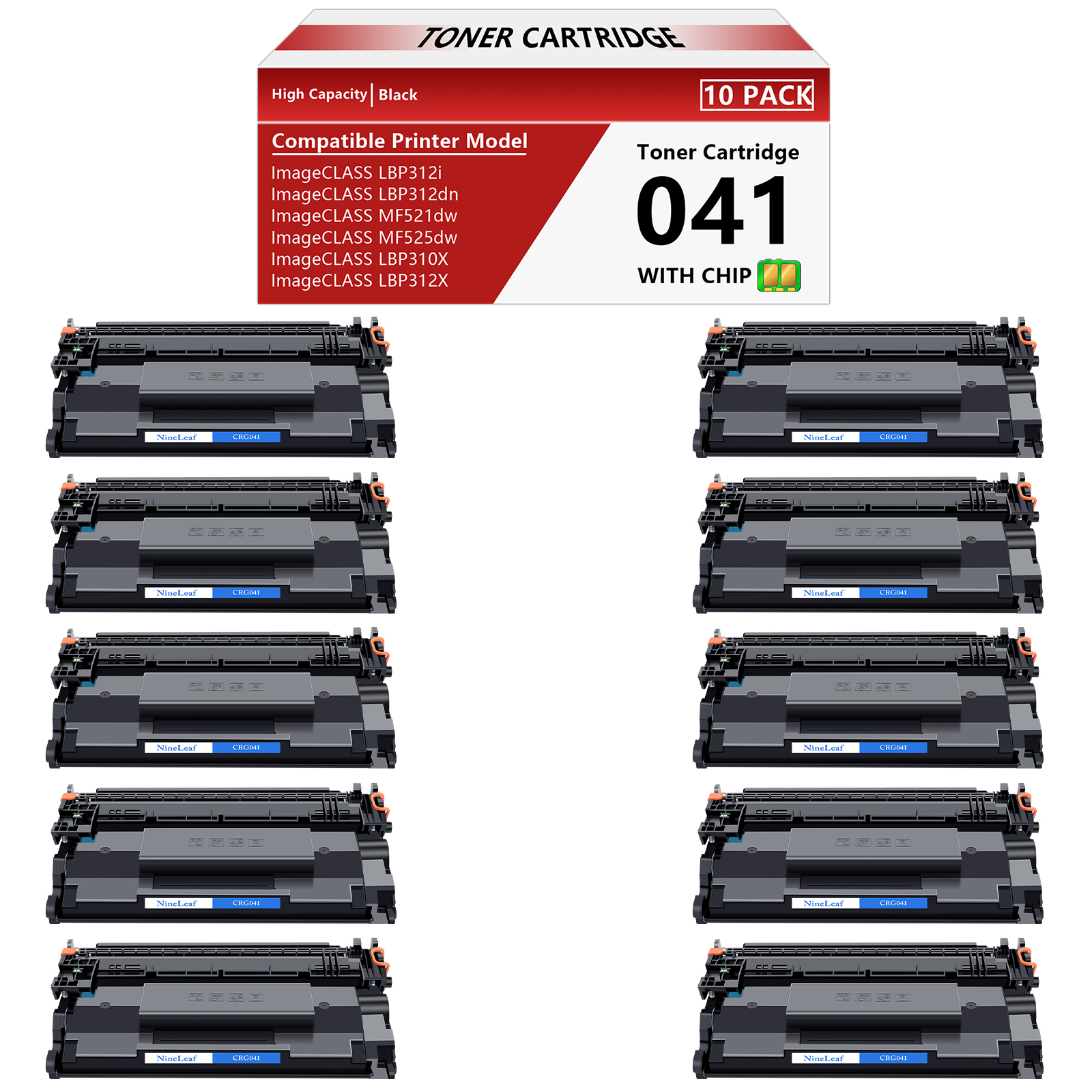 NineLeaf 10-Pack 041 CRG041 CRG-041 Toner Cartridge Compatible ...