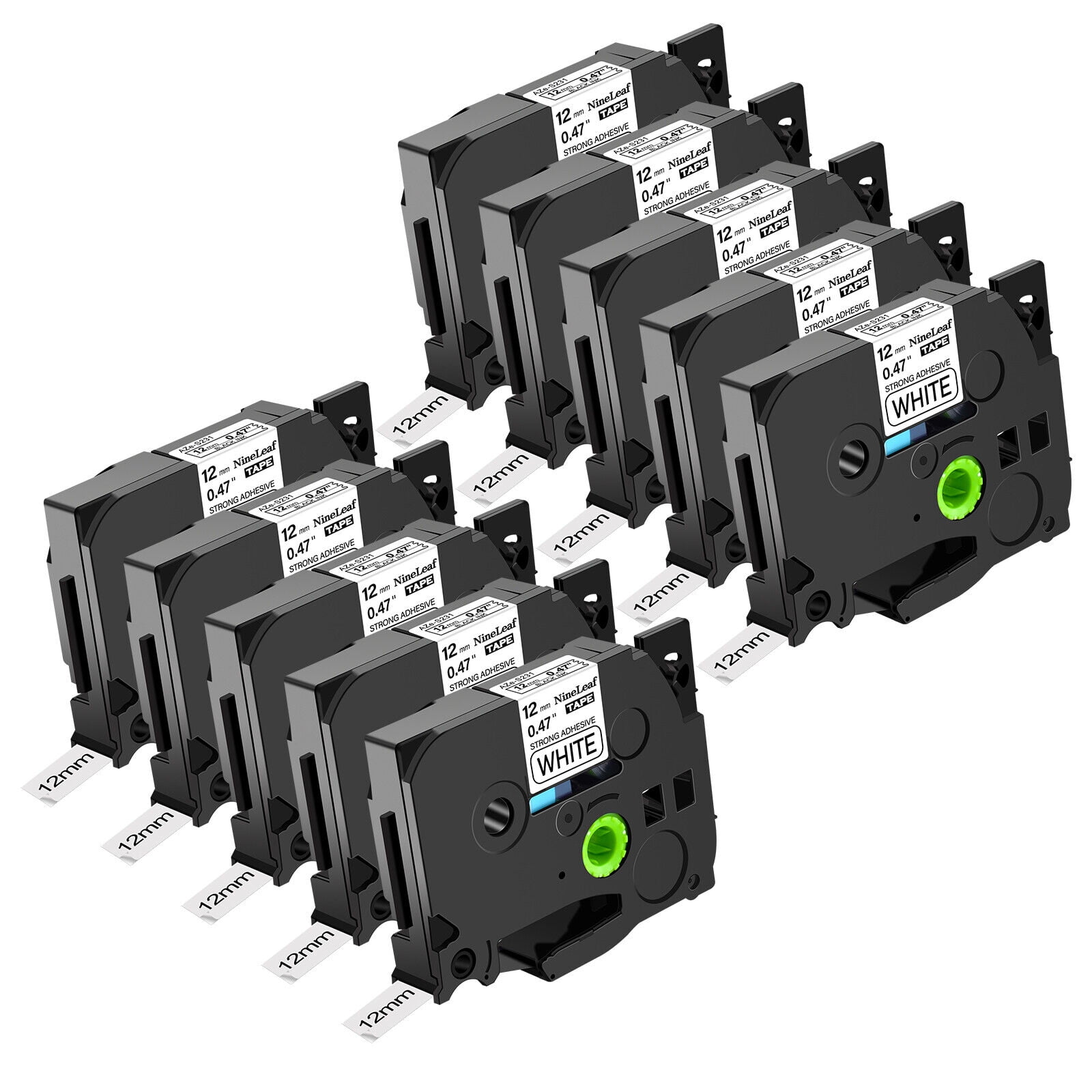 NineLeaf 10 Pack Compatible for Brother P-Touch TZe TZ Label Maker Tape ...