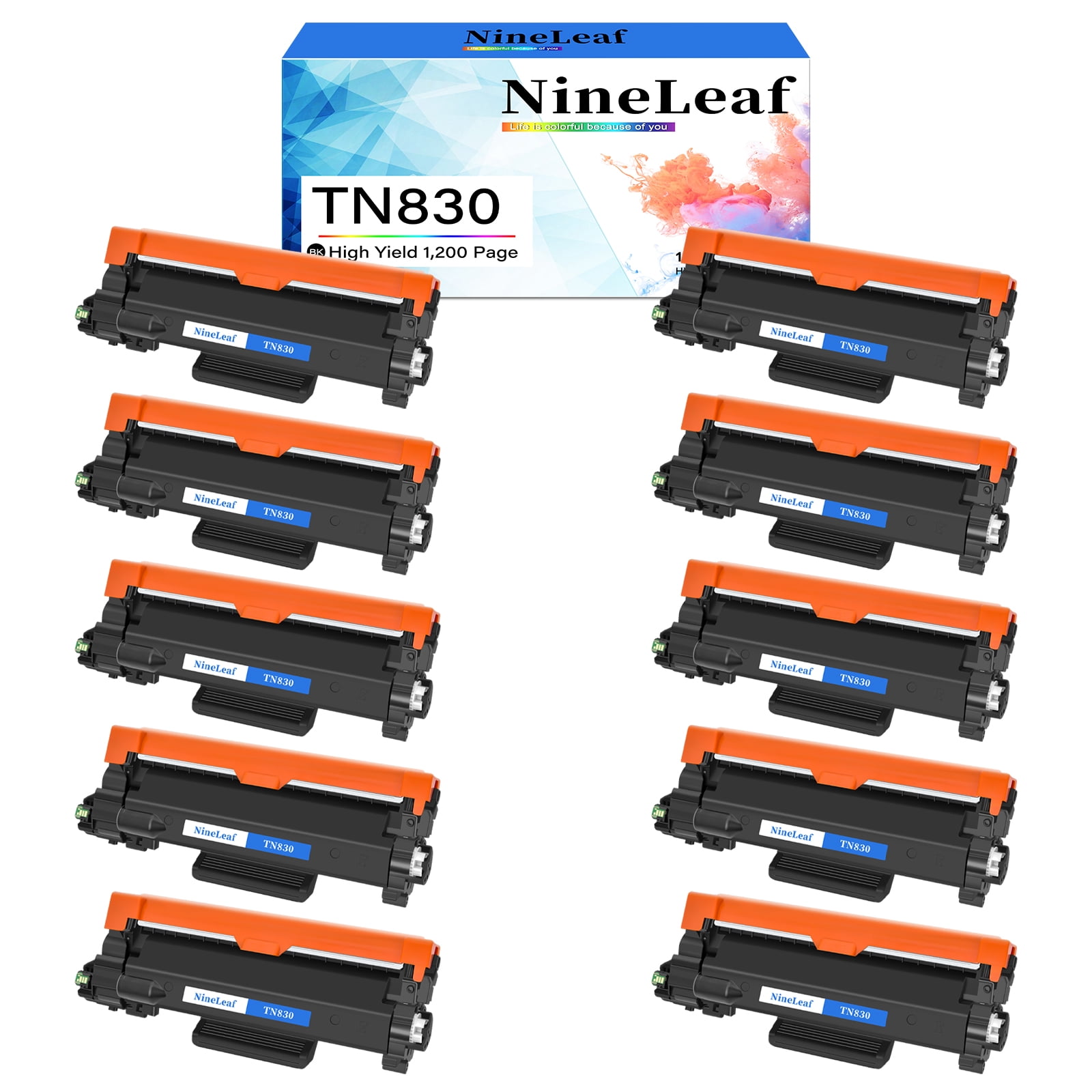 NineLeaf 10-Pack TN830 Compatible Toner Cartridge Replacement for ...