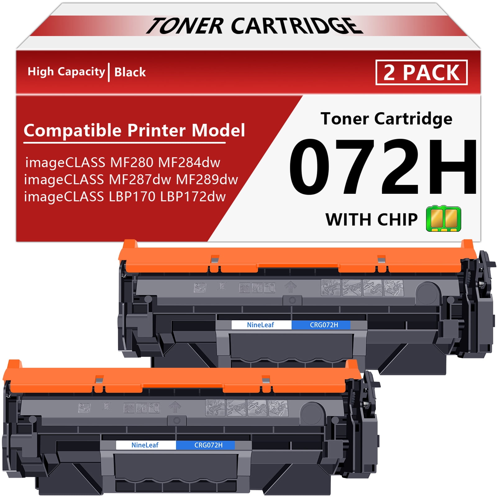 NineLeaf 2-Pack 072 072H CRG072H Compatible Toner Cartridge Replacement ...