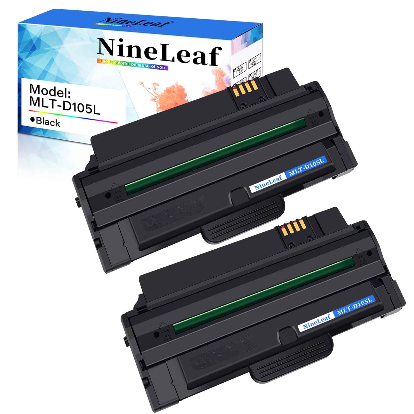 NineLeaf 2 Pack Black High Yield Compatible Toner Cartridge Replacement for Samsung D105L MLT ...
