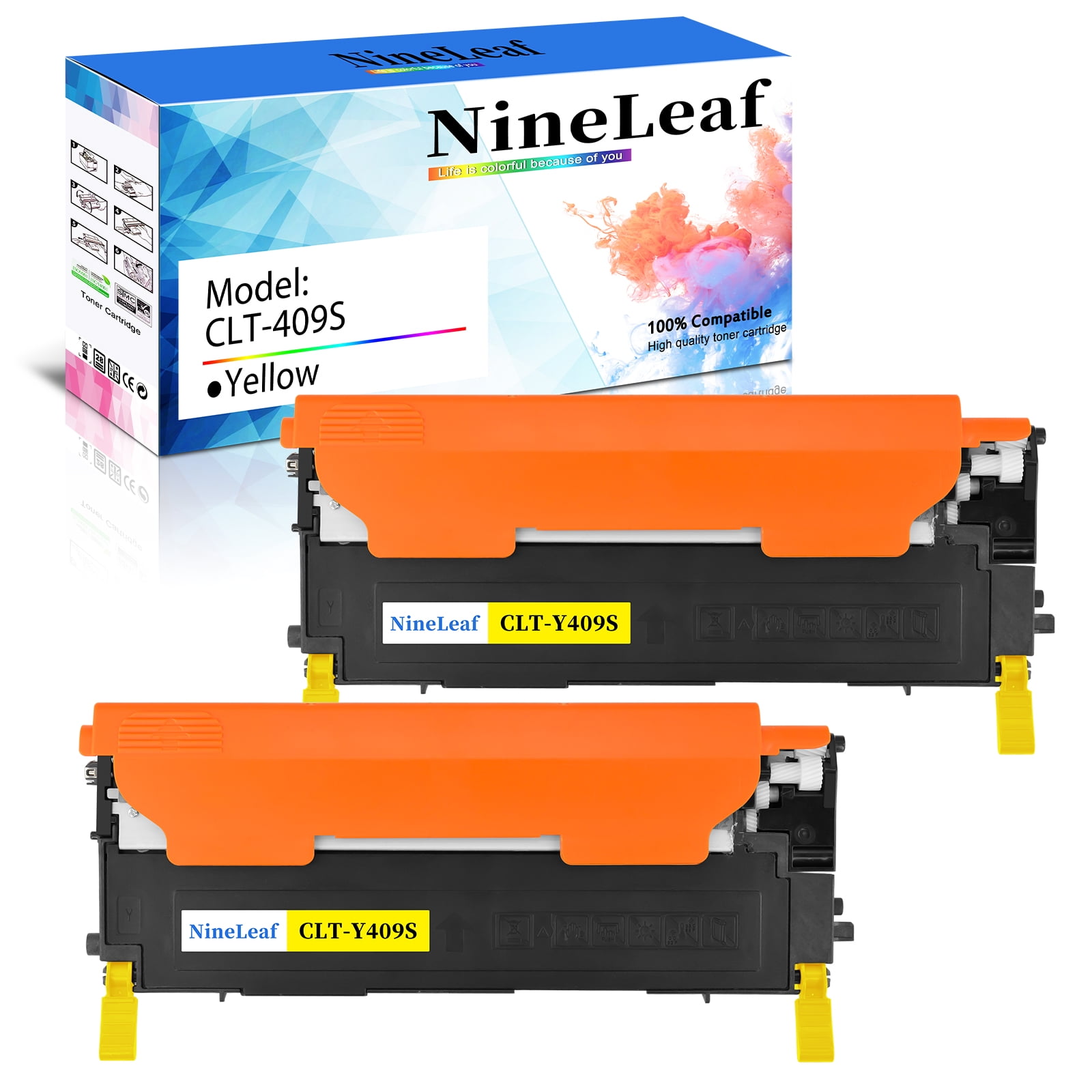 NineLeaf 2 Pack CLT-409S CLT-Y409S CLT409S Yellow Toner Cartridge Replacement Compatible for ...