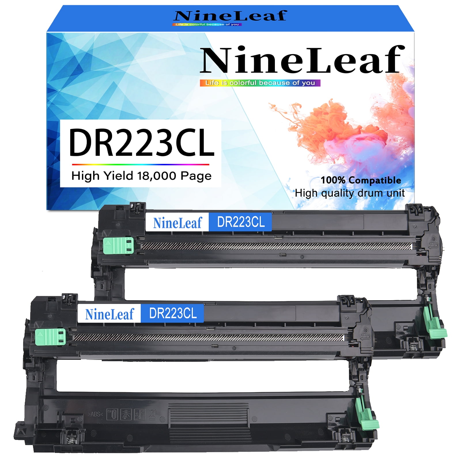 NineLeaf 2 Pack DR223CL (C/Y/M/K) Drum Unit Compatible for Brother ...