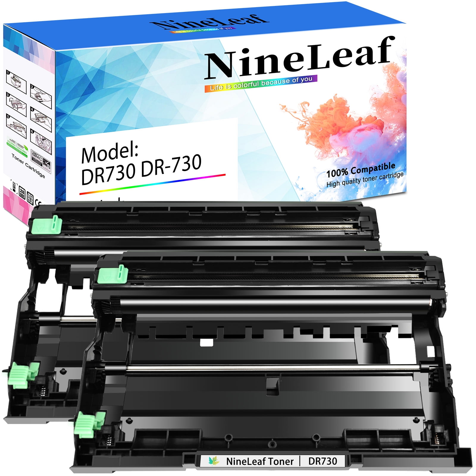 NineLeaf 2 Pack DR730 Compatible Drum Unit Replacement for Brother DR-730 use with DCP-L2550DW ...