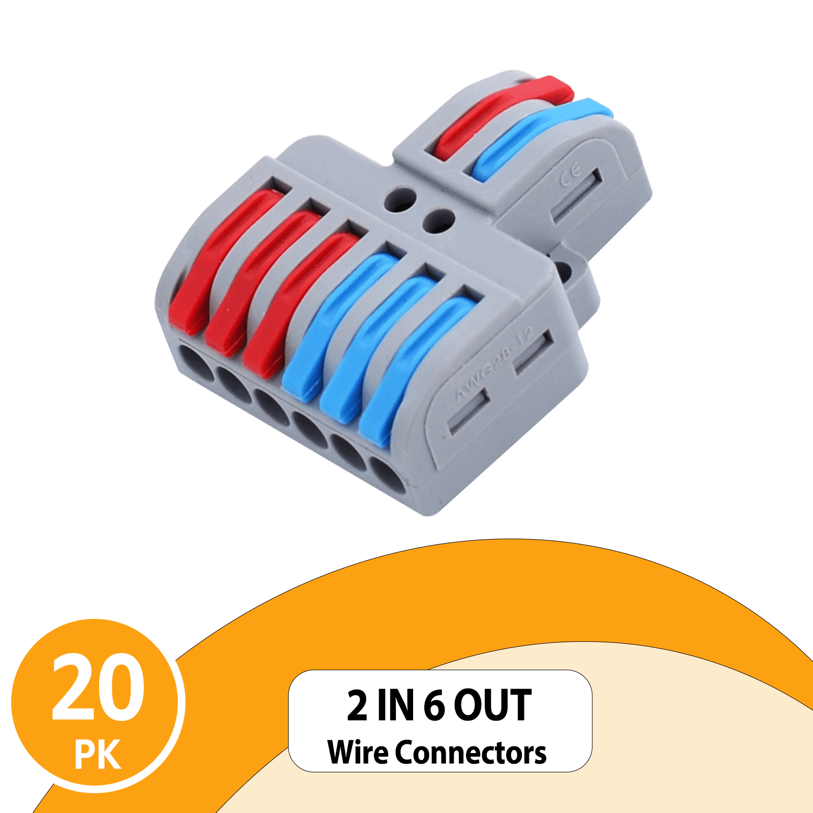 NineLeaf 20PK Electrical Splice Connectors, 2 in 6 Out DIY Mini Wiring ...