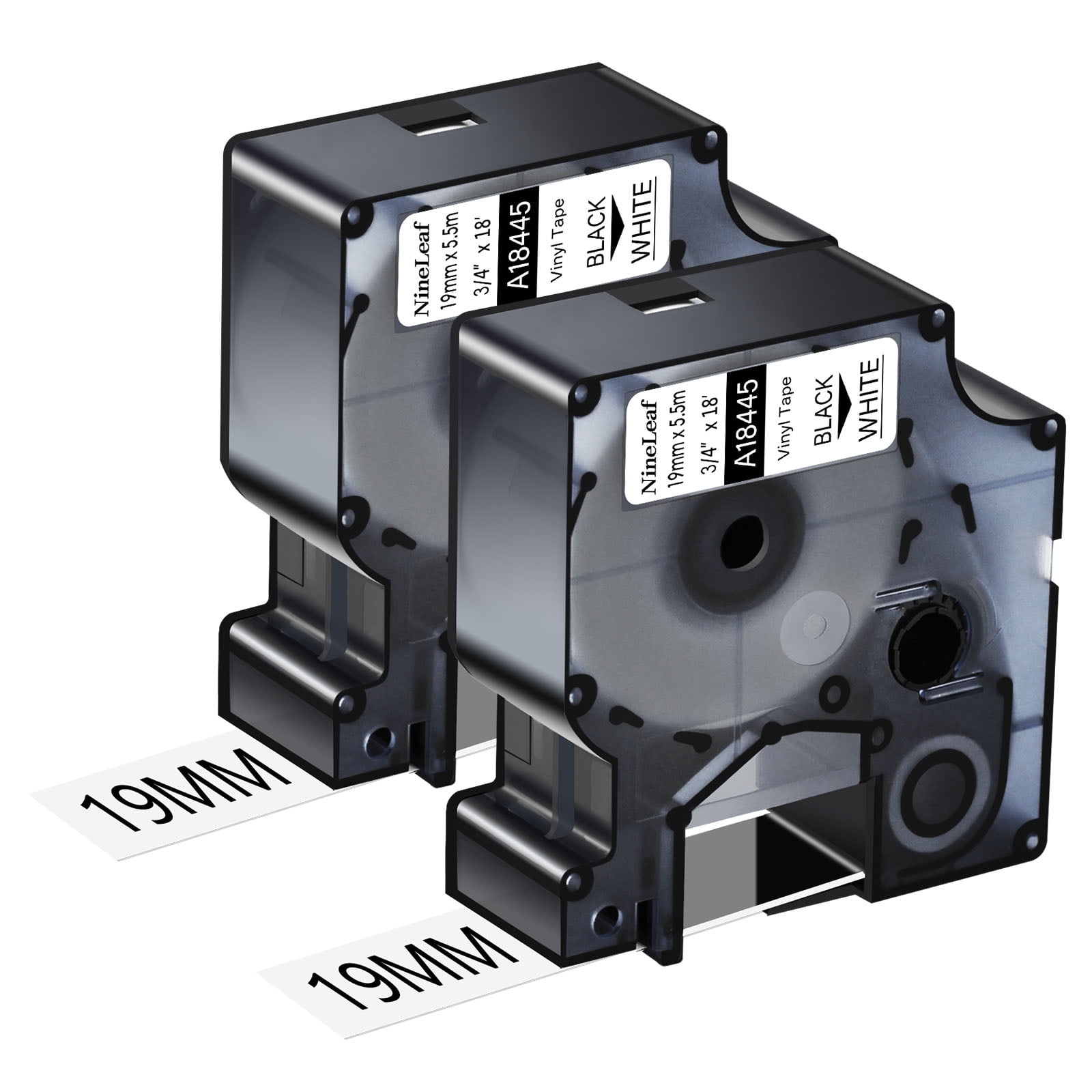 NineLeaf 2PK Compatible for DYMO 18445 3/4" x 18' (19mm x 5.5m) Black ...