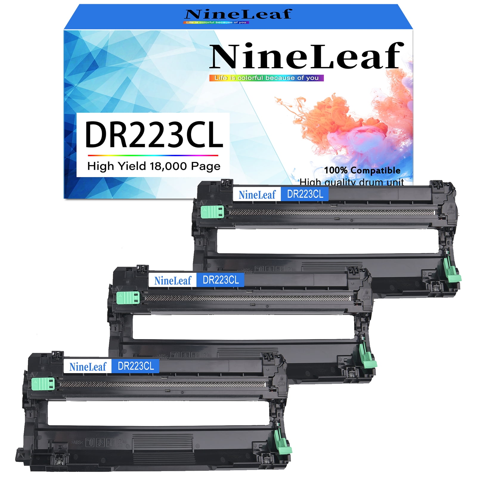 NineLeaf 3 Pack DR223CL (C/Y/M/K) Drum Unit Compatible for Brother ...