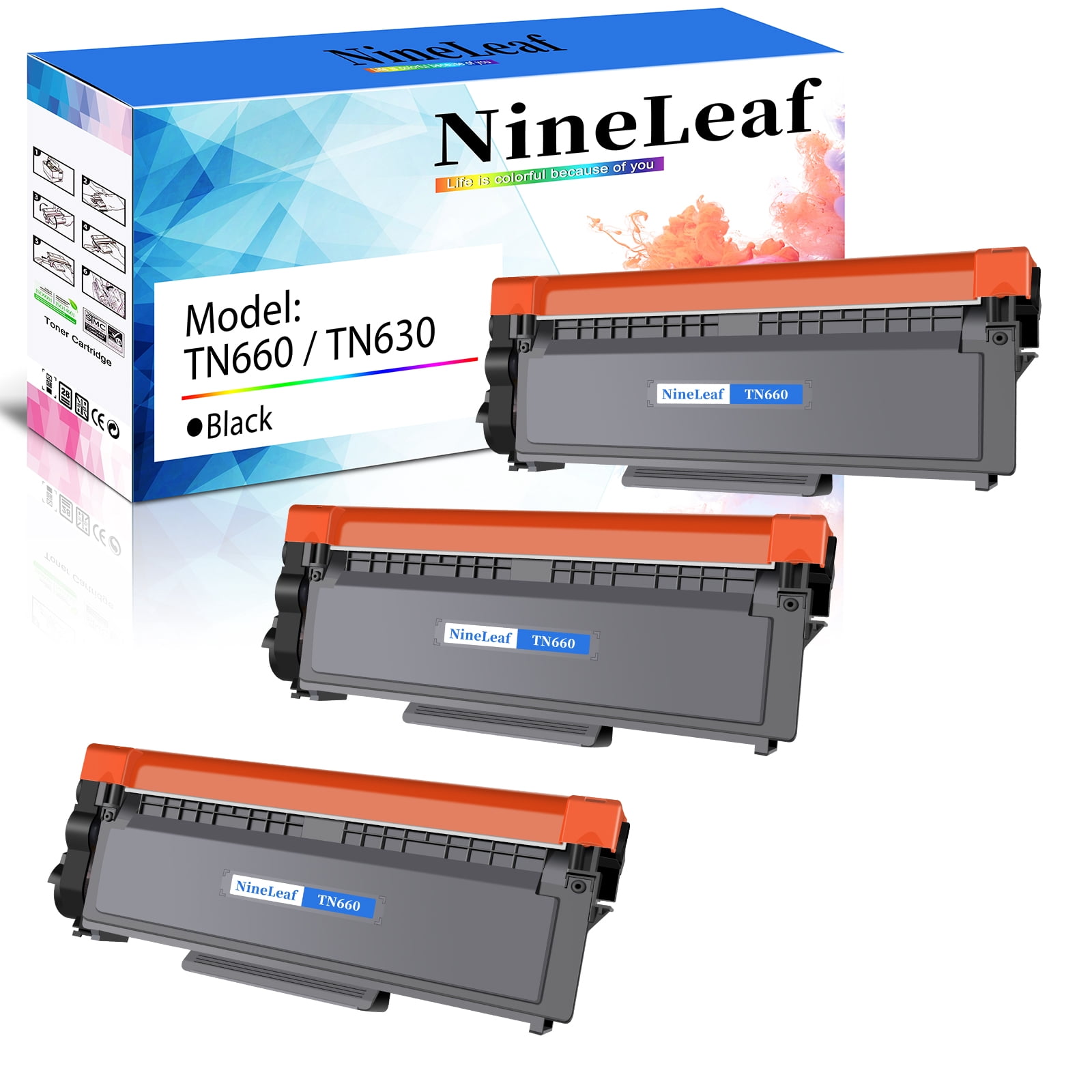 NineLeaf 3 Pack TN660 Toner Cartridge Replacement Compatible for ...