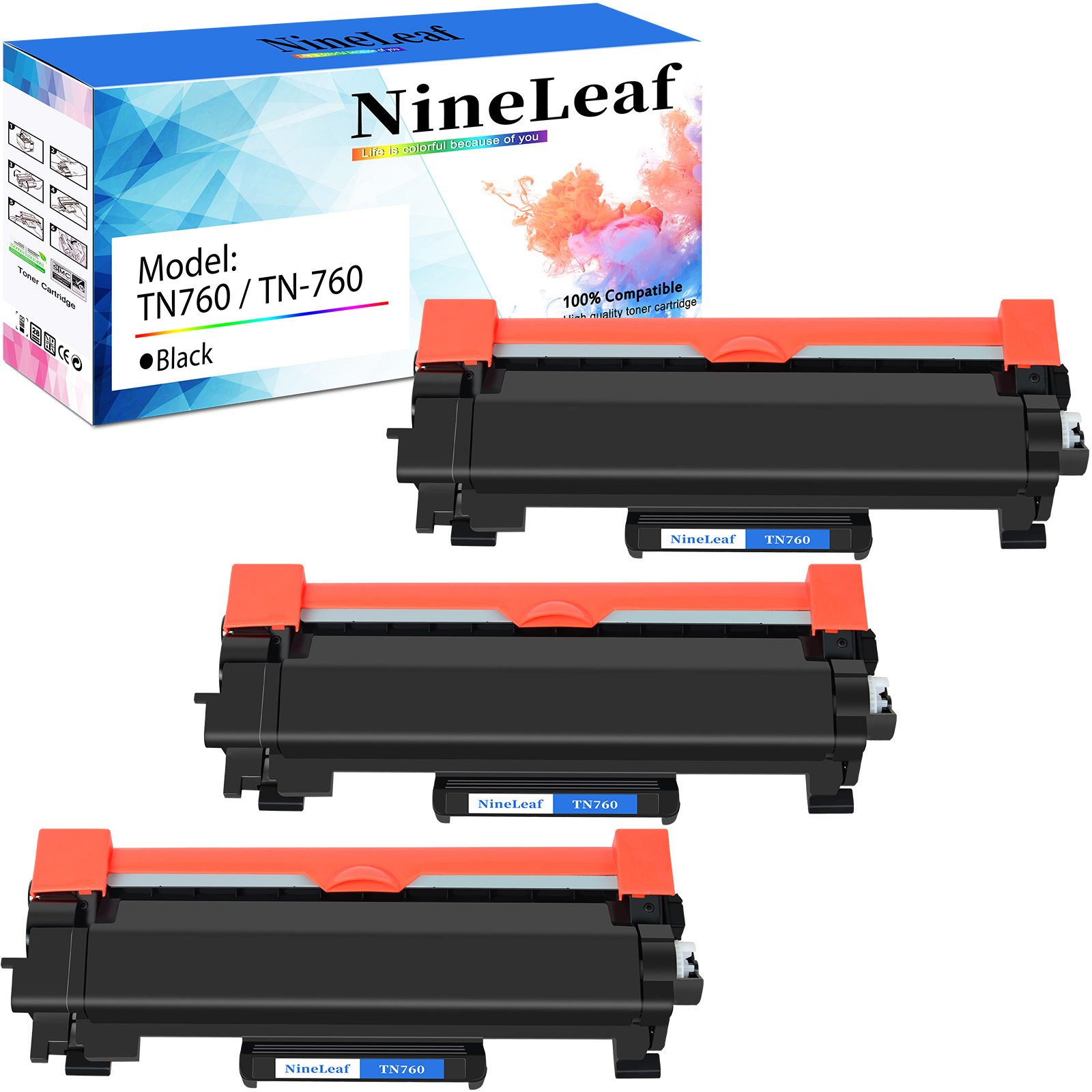 NineLeaf 3 Pack TN760 Compatible Toner Cartridge Replacement for ...