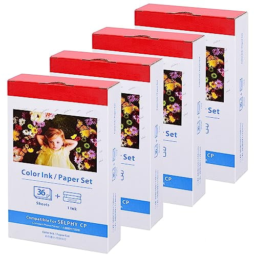 NineLeaf 4 Box Compatible for Canon KP-36IN Color Ink/Paper Set 4 Color ...