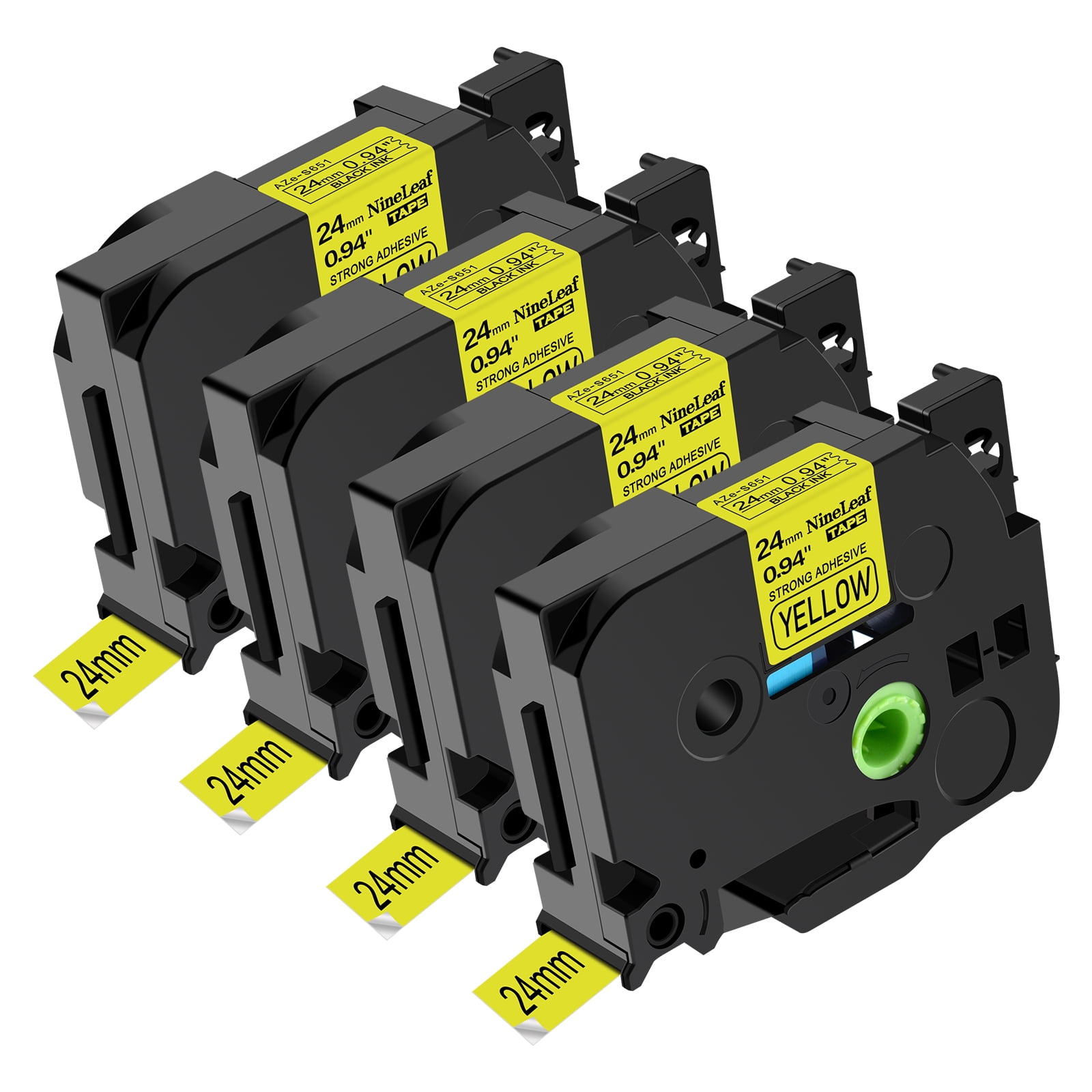 NineLeaf 4 Pack Compatible for Brother P-Touch Black on Yellow TZe TZ ...