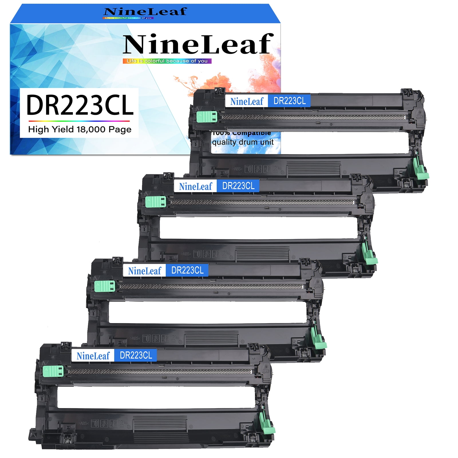 NineLeaf 4 Pack DR223CL (C/Y/M/K) Drum Unit Compatible for Brother ...