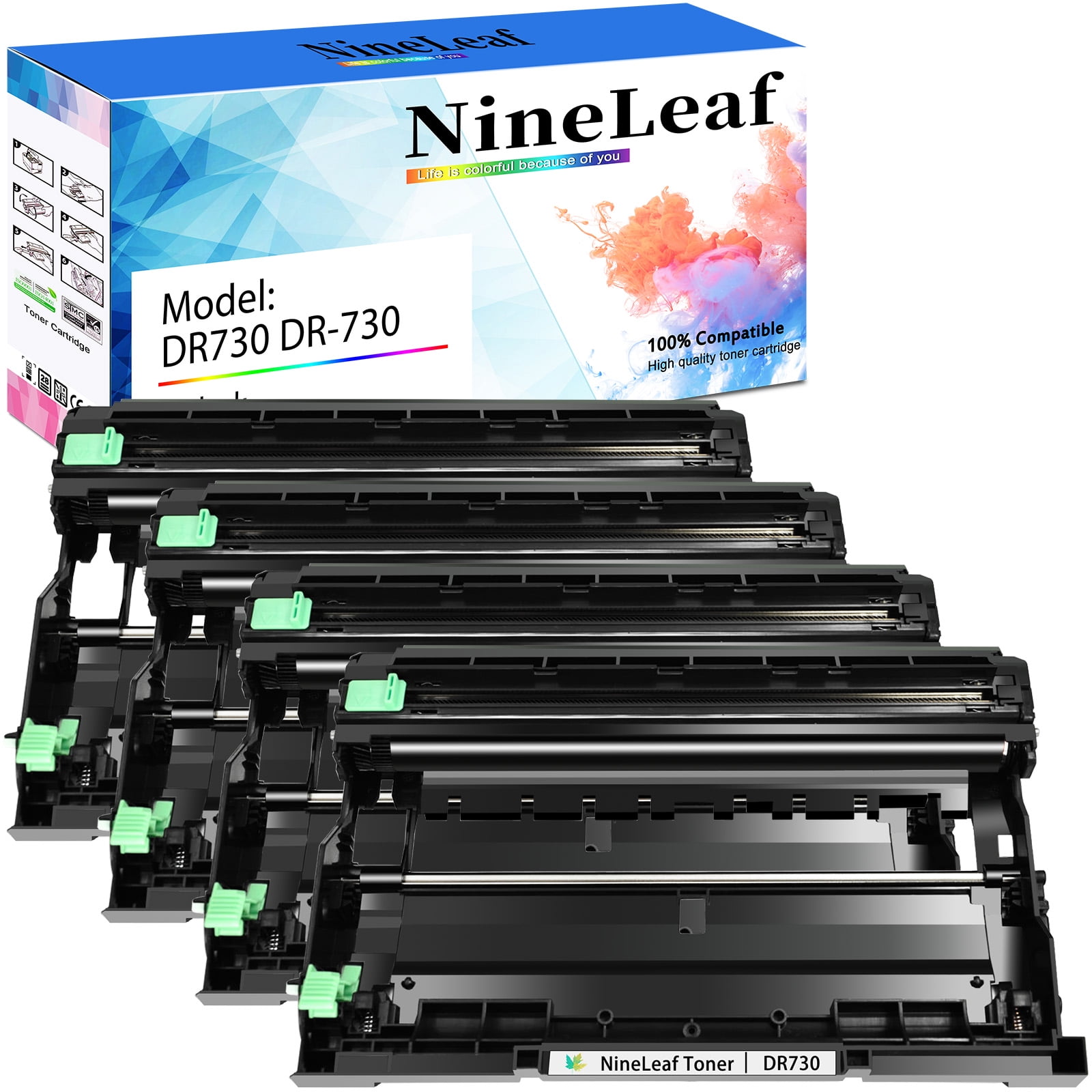 NineLeaf 4 Pack DR730 Compatible Drum Unit Replacement for Brother DR-730 use with DCP-L2550DW ...