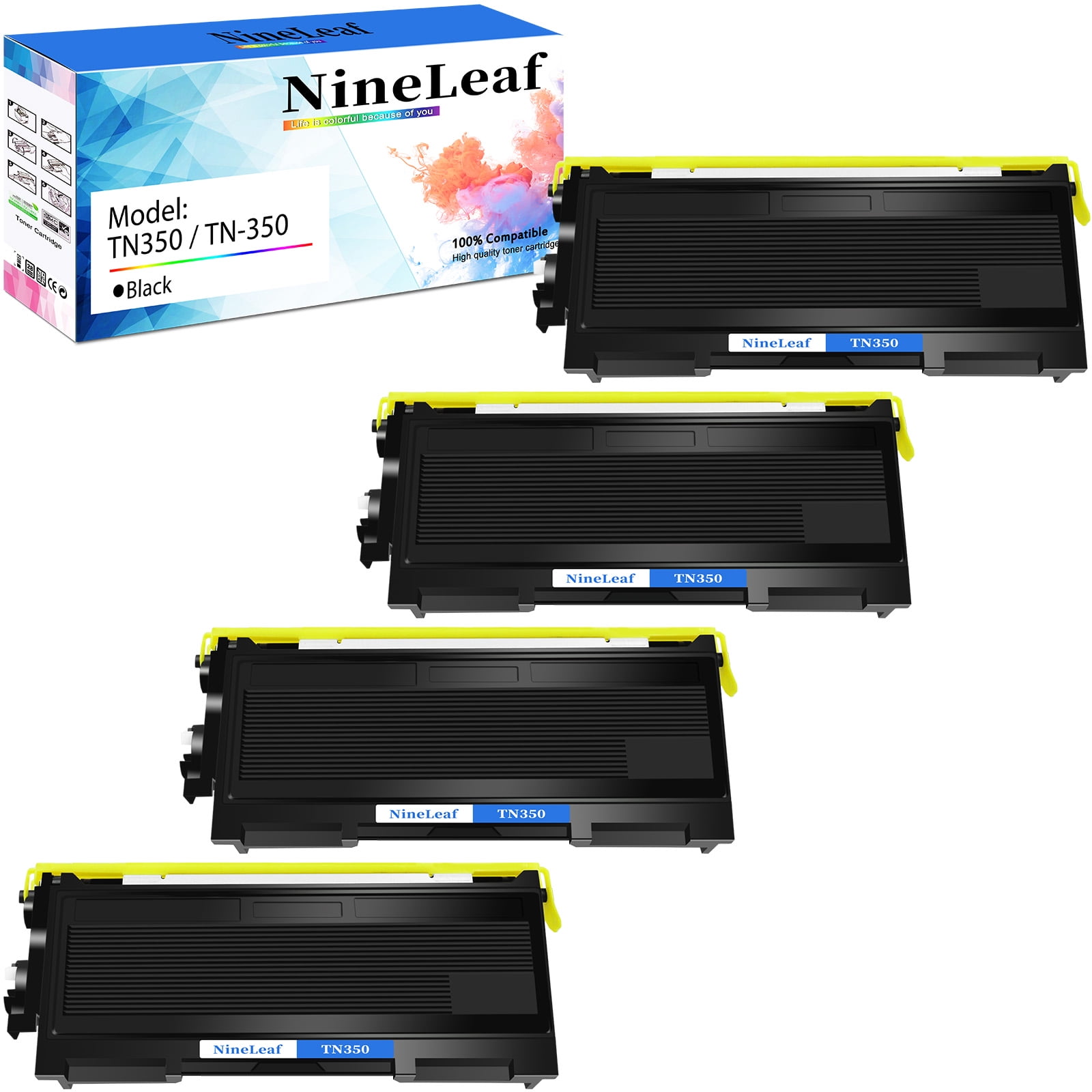 NineLeaf 4 Pack TN350 Compatible Toner Cartridge Replacement for ...