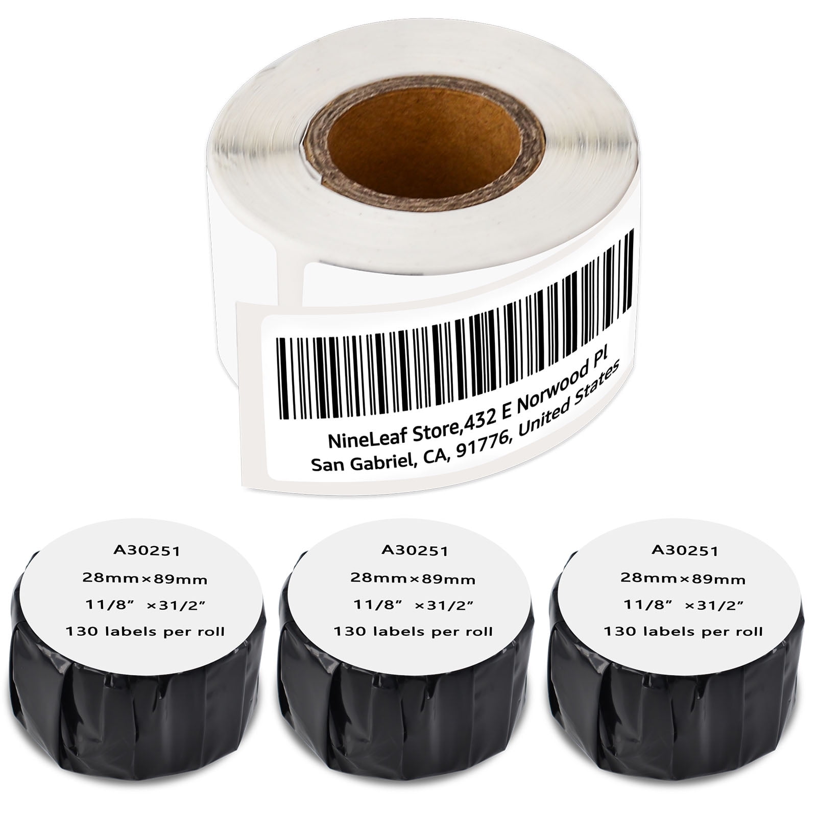 NineLeaf 4 Rolls Compatible for DYMO LW 30251 1-1/8 in x 3-1/2 in ...