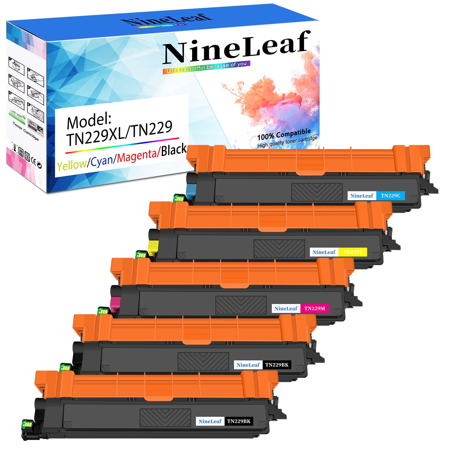 NineLeaf 5 Pack TN229XL high Yield Compatible Toner Cartridge ...