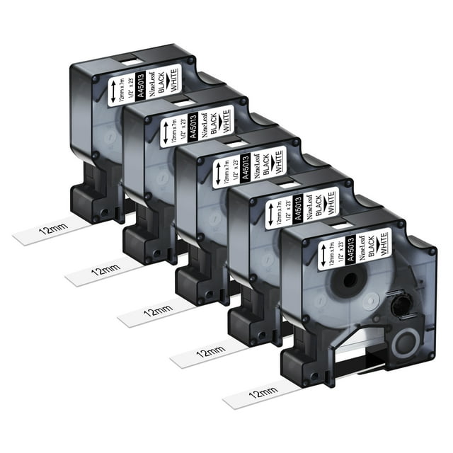 NineLeaf 5PK Compatible for DYMO D1 45013 45113 S0720530 1/2" x 23 ...