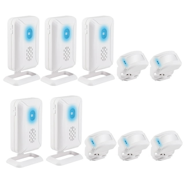 NineLeaf 5PK Motion Sensor Doorbell, Wireless Infrared Security with Color Light Alert, Door ...