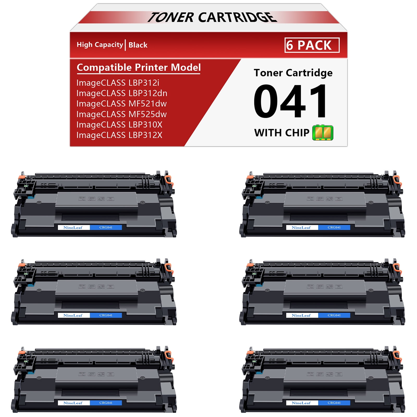 NineLeaf 6-Pack 041 CRG041 CRG-041 Toner Cartridge Compatible ...