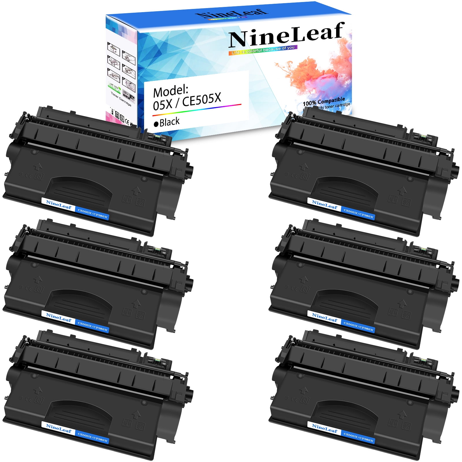 NineLeaf 6-Pack 05X CE505X Compatible Toner Cartridge Replacement for ...