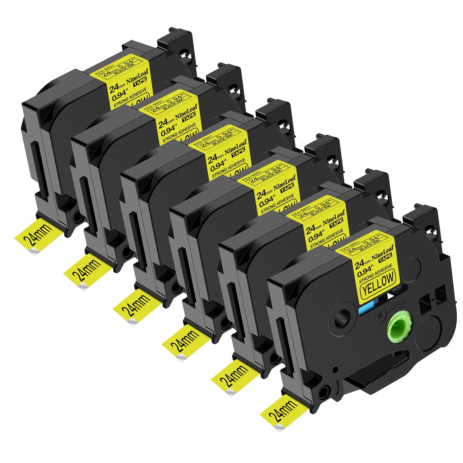 NineLeaf 6 Pack Compatible for Brother P-Touch Black on Yellow TZe TZ ...